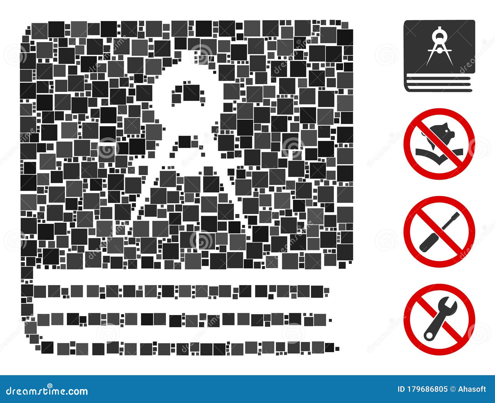 Square Engineering Book Icon Vector Collage Stock Vector - Illustration ...