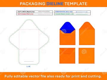 Square Envelope Dieline Template Design Stock Illustration ...