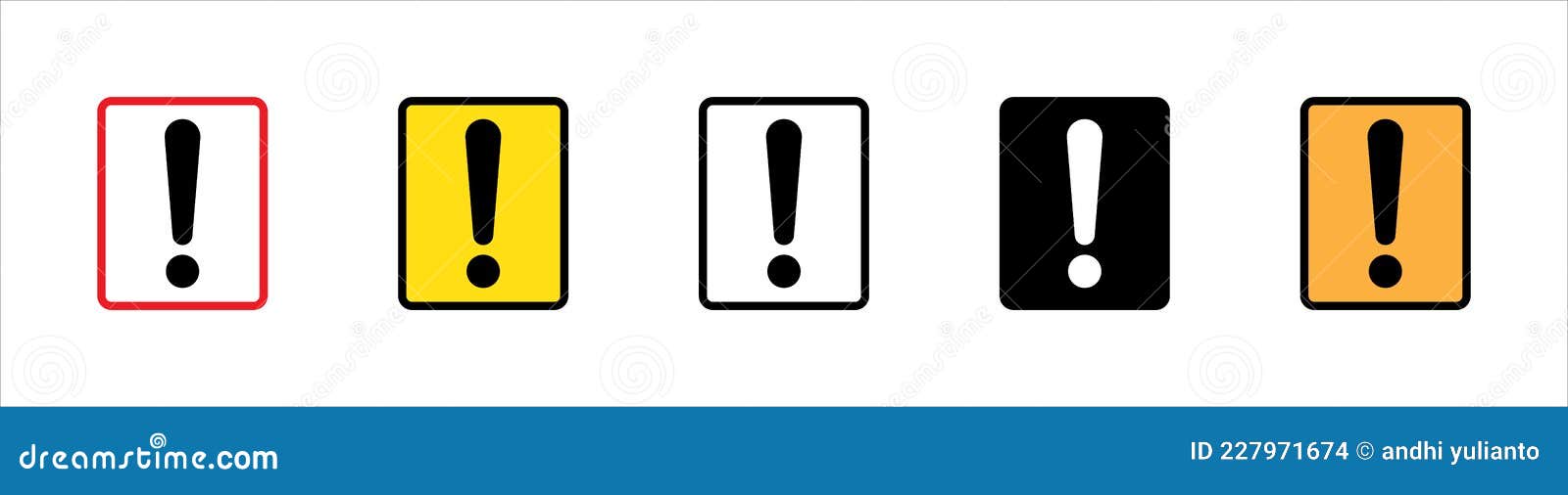 Square Exclamation Mark Icon Vector Set. Red, Black, Yellow and White ...