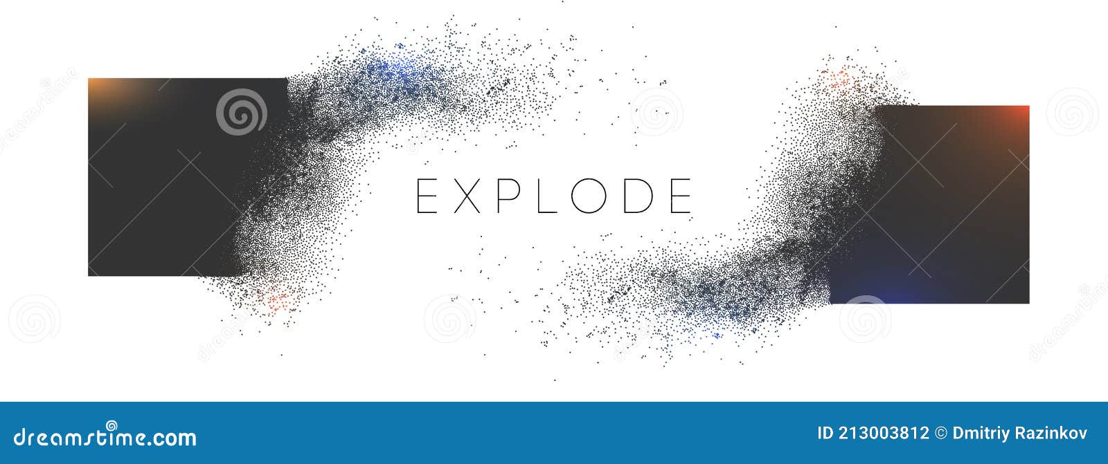 Square Explosion with Abstract Burst. Vector Particles of Black Shape ...