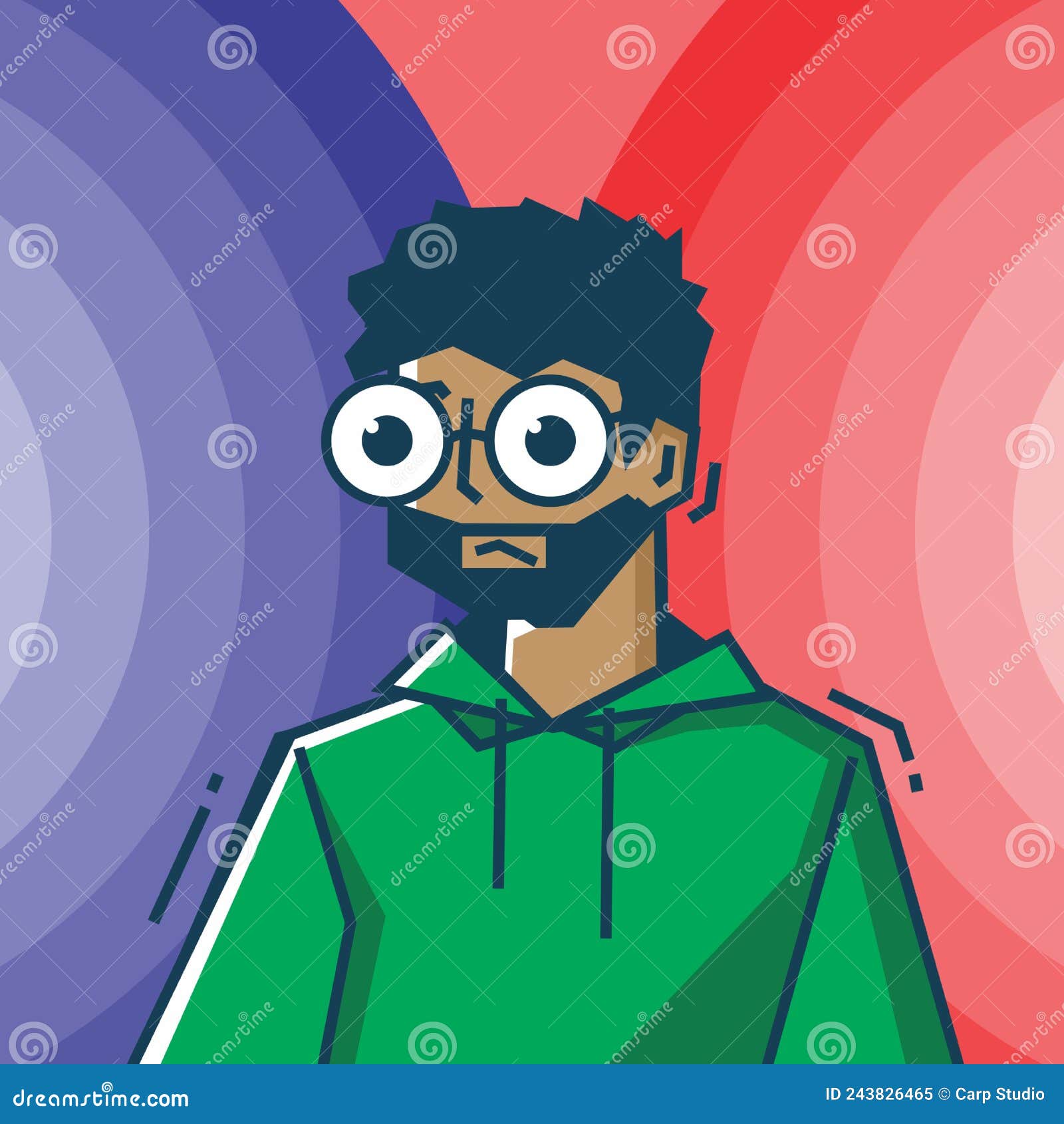 Square Face Character in Stiff Art Style Illustration Stock ...