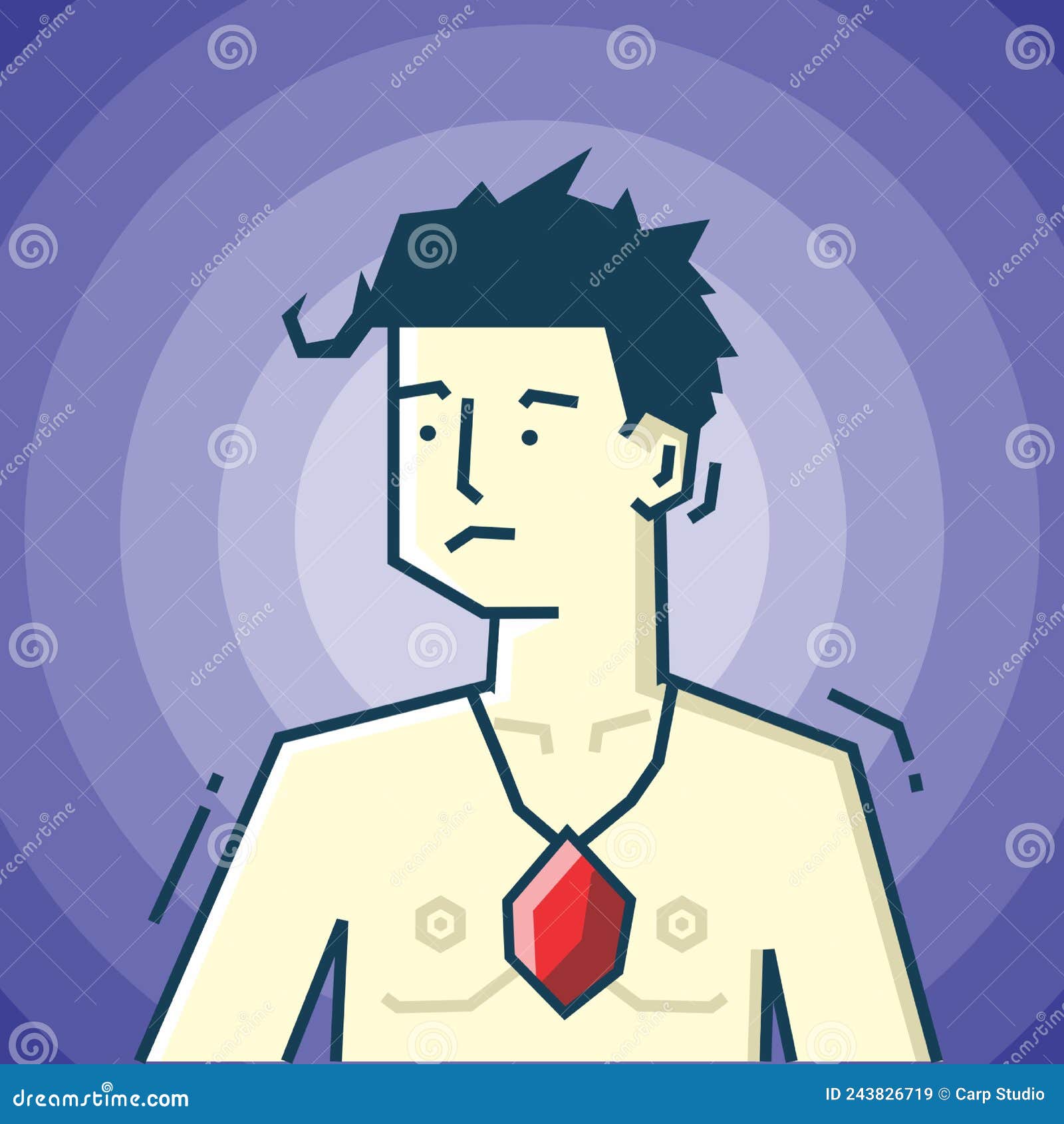 Square Face Character in Stiff Art Style Illustration Stock ...