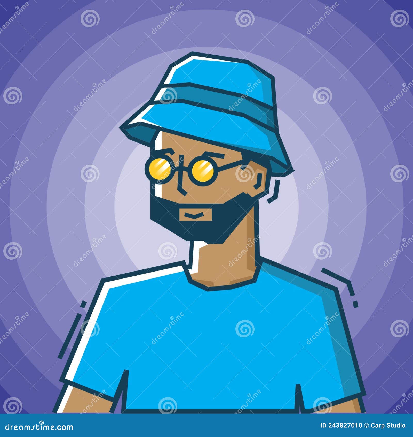 Square Face Character in Stiff Art Style Illustration Stock ...