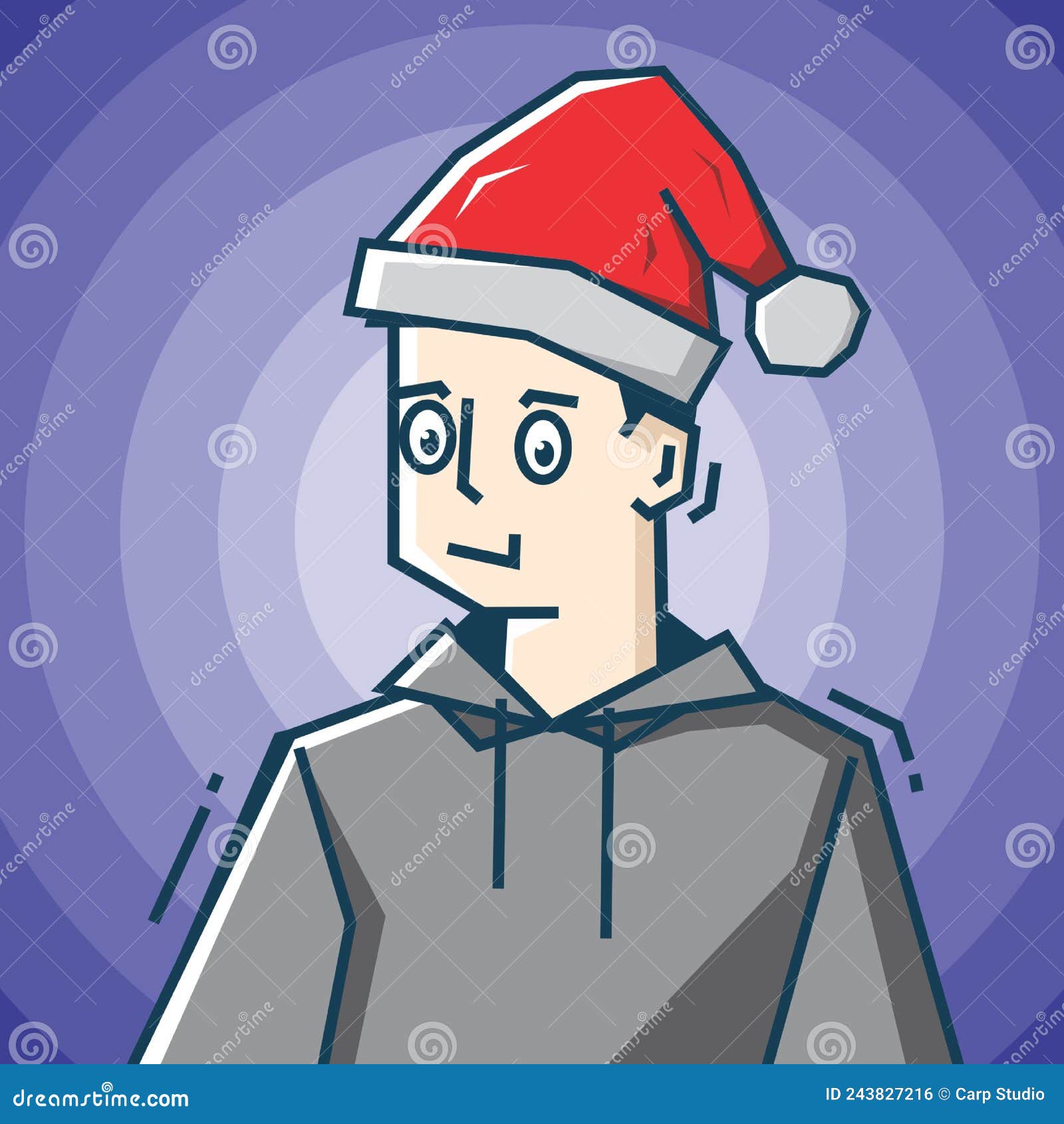 Square Face Character in Stiff Art Style Illustration Stock ...