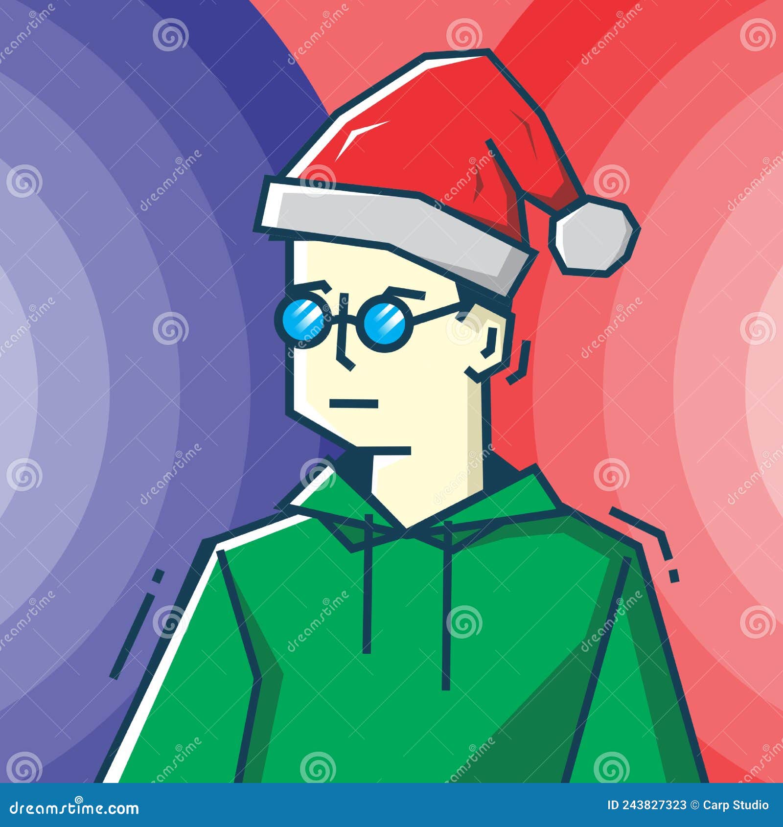 Square Face Character in Stiff Art Style Illustration Stock ...