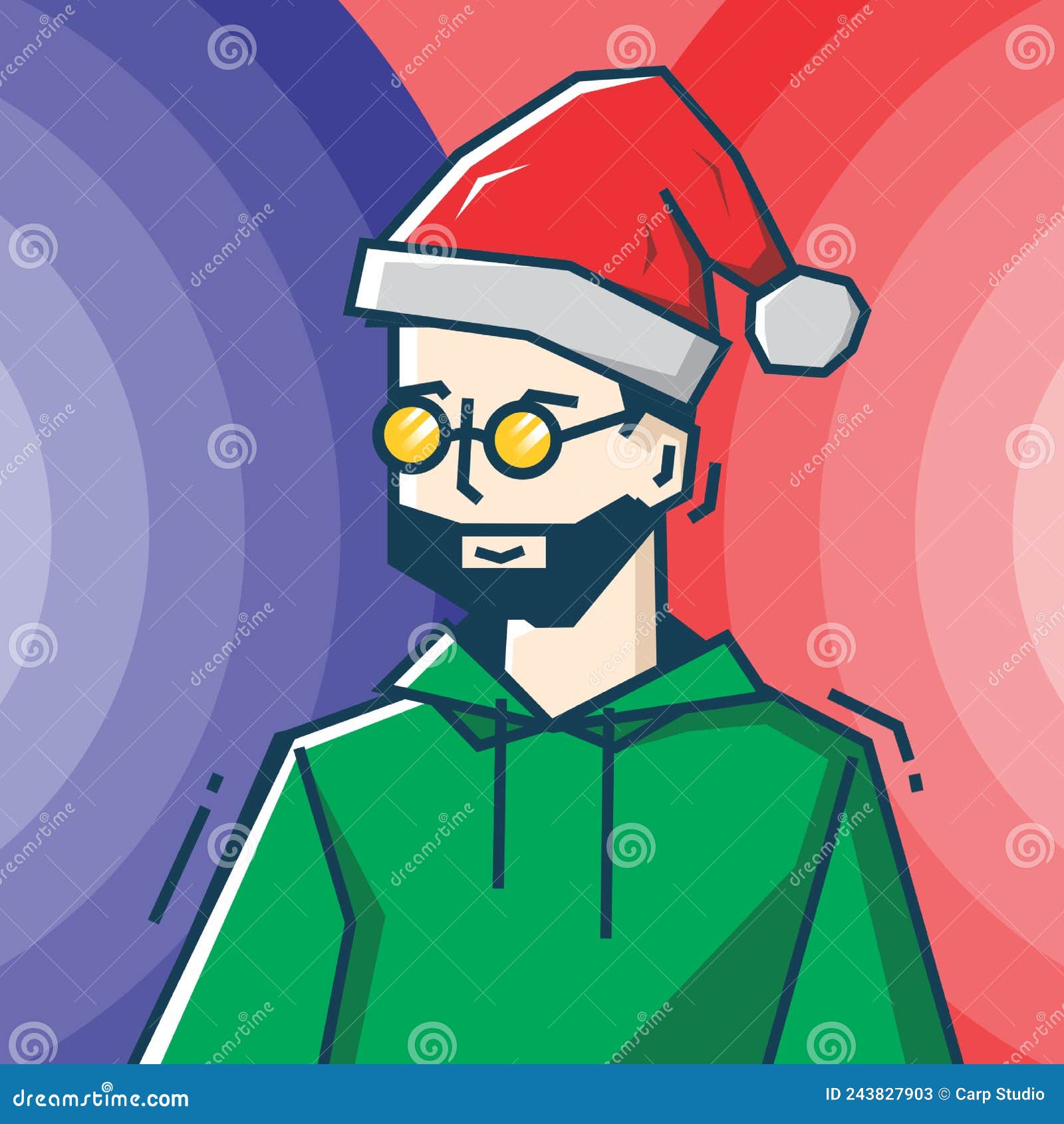 Square Face Character in Stiff Art Style Illustration Stock ...