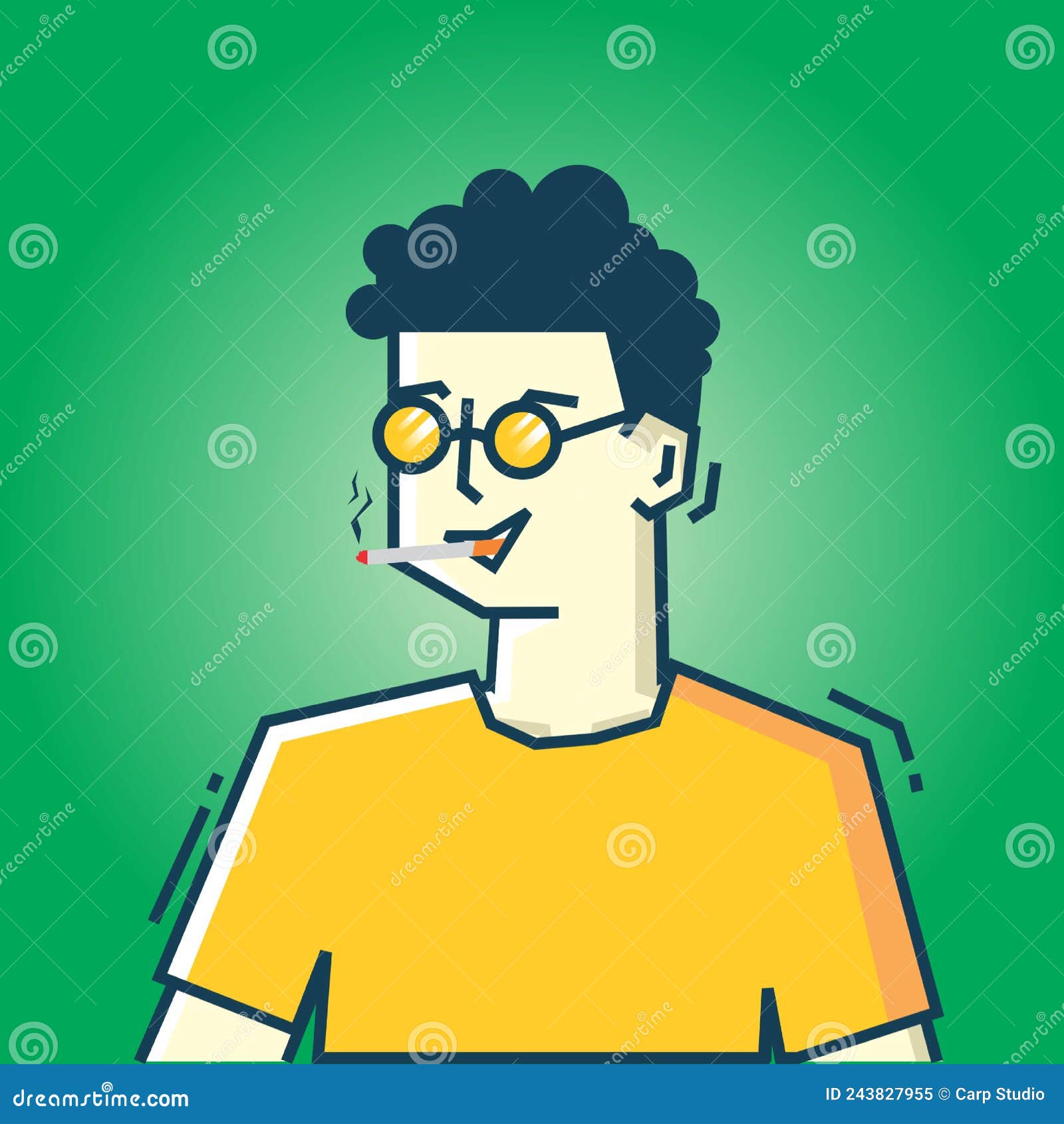 Square Face Character in Stiff Art Style Illustration Stock ...