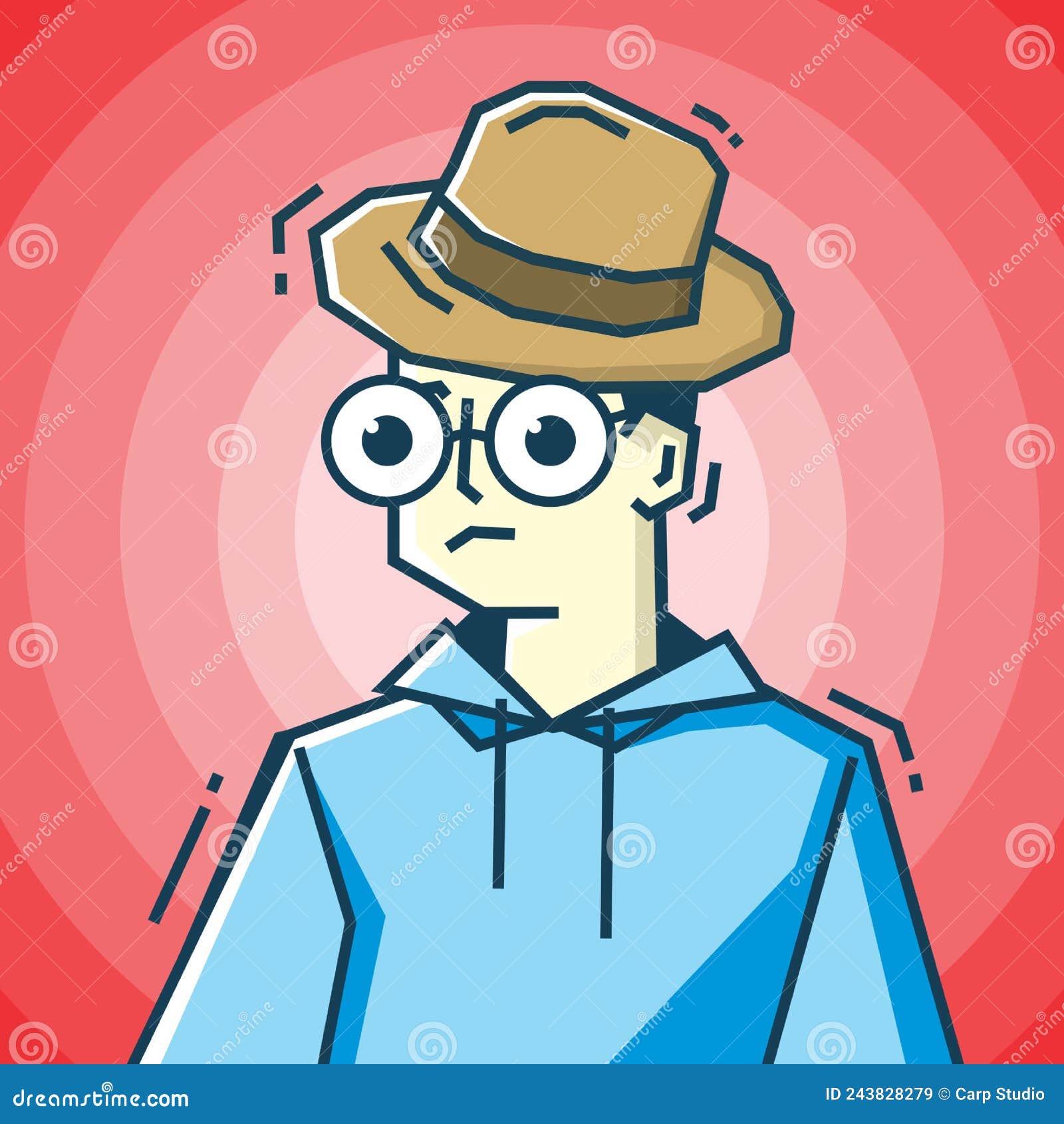 Square Face Character in Stiff Art Style Illustration Stock ...