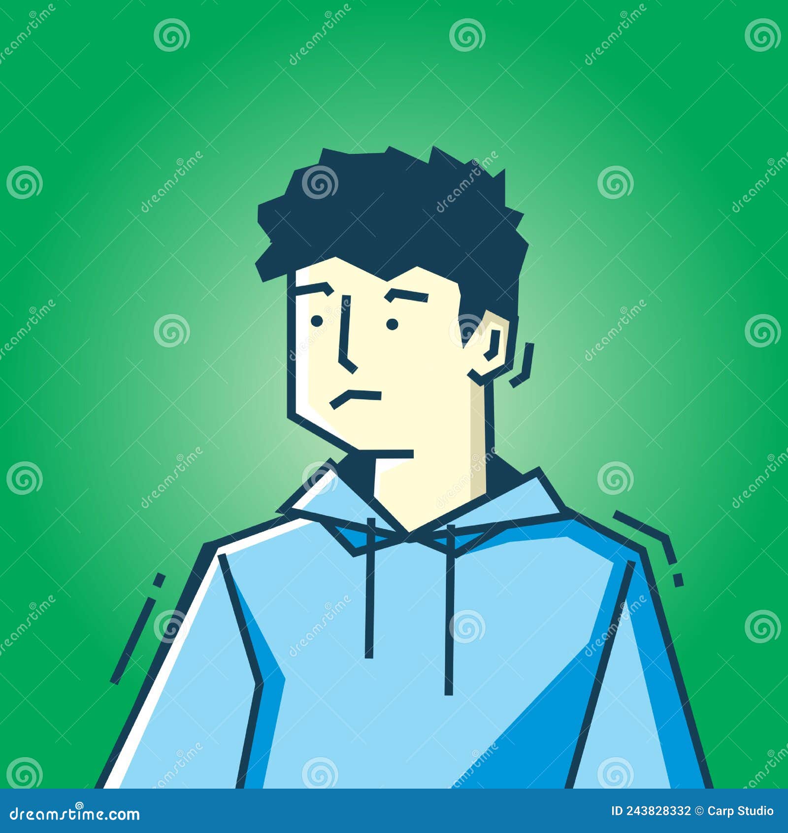 Square Face Character in Stiff Art Style Illustration Stock ...