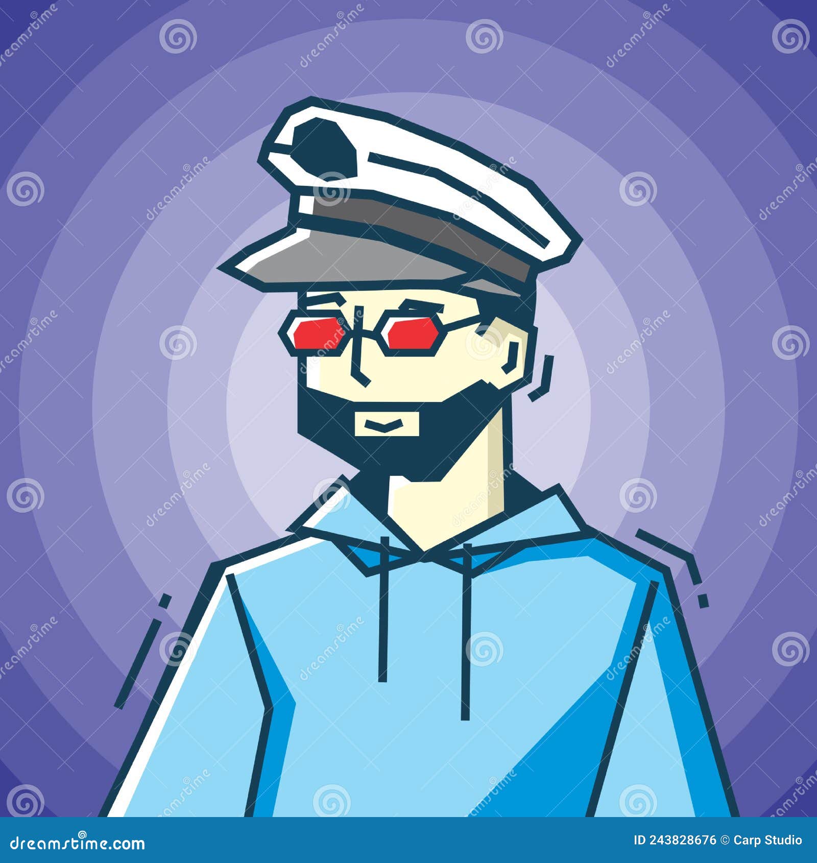 Square Face Character in Stiff Art Style Illustration Stock ...