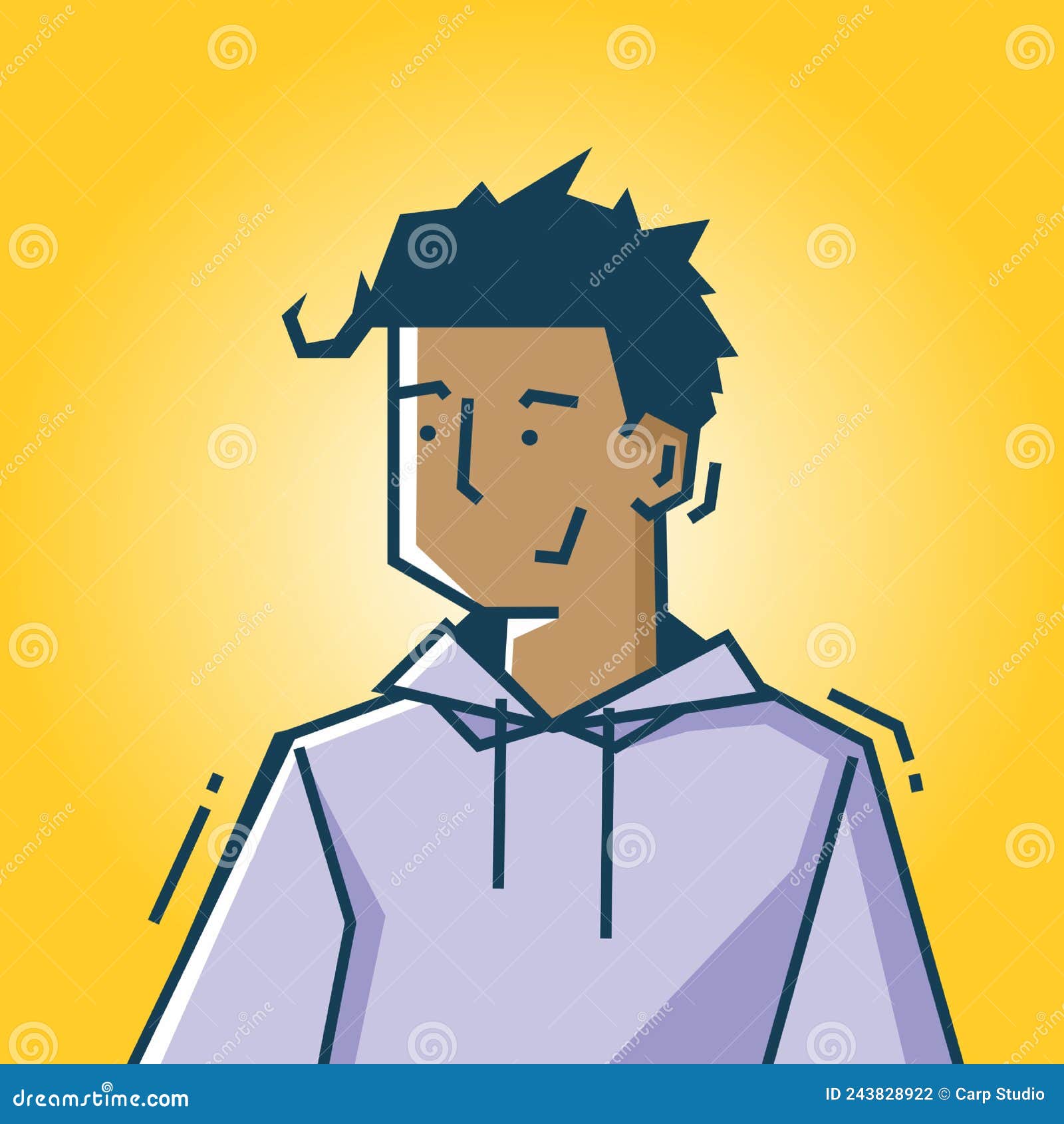 Square Face Character in Stiff Art Style Illustration Stock ...