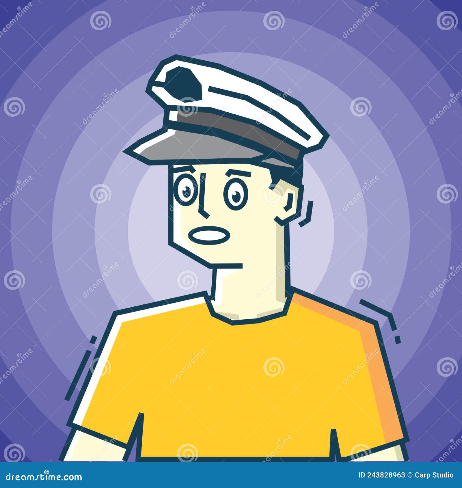 Square Face Character in Stiff Art Style Illustration Stock ...