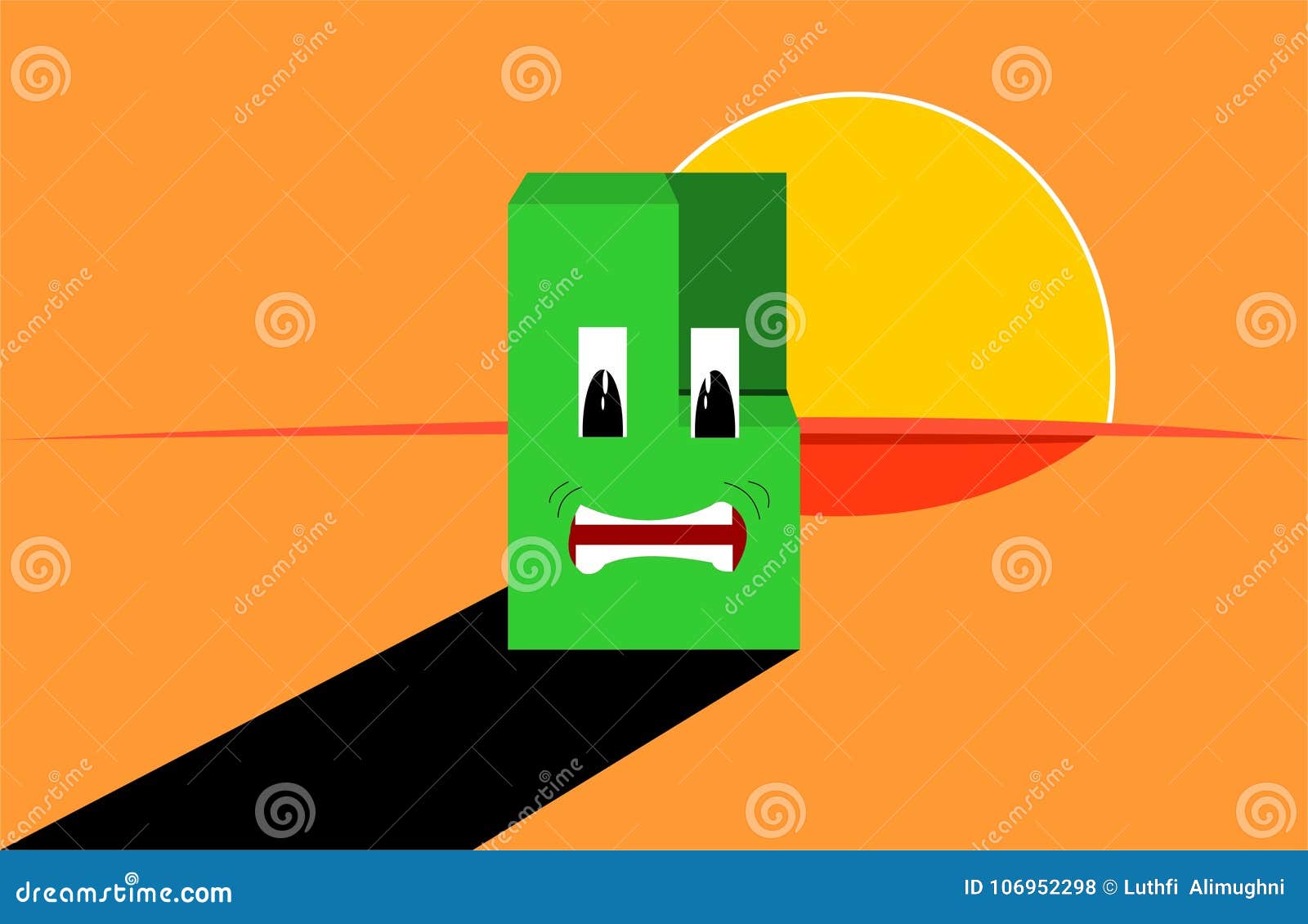 Square face at the sunset stock vector. Illustration of background ...