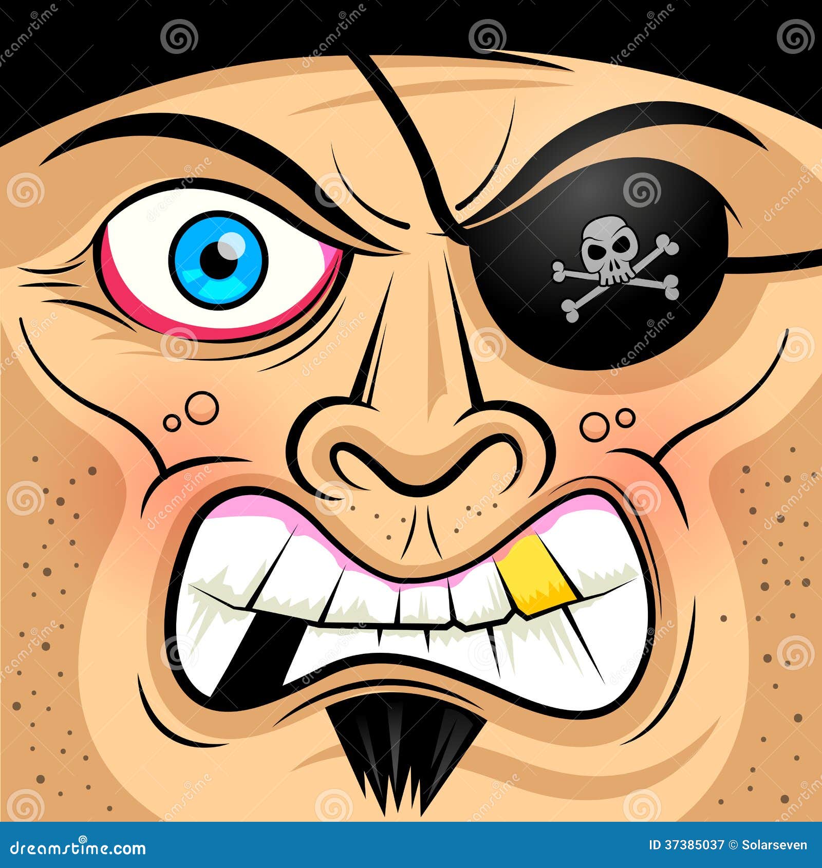 Angry Pirate With Pipe Portrait. Vector Pirate Illustration ...