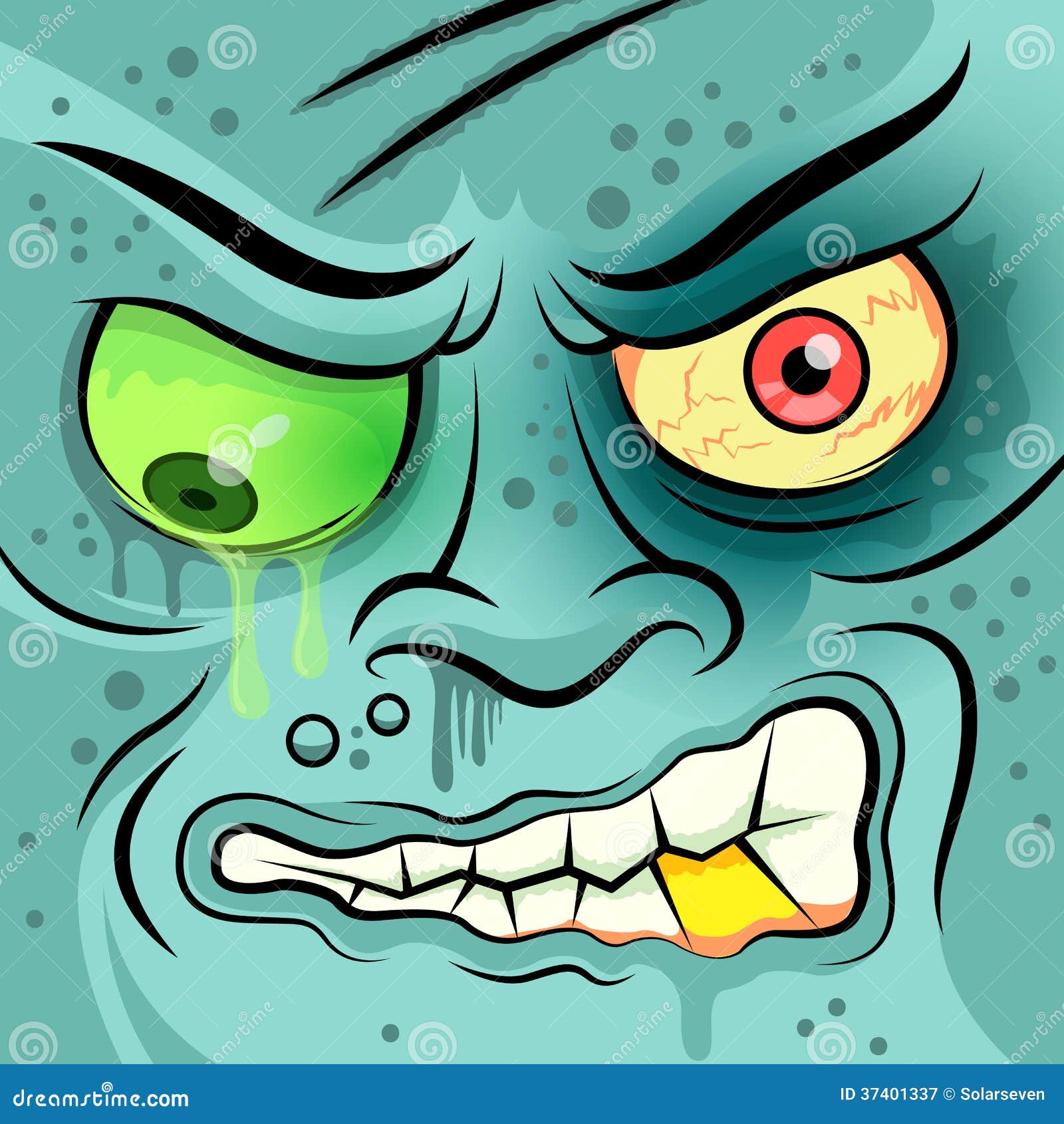 Square Faced Dead Zombie Cartoon Vector | CartoonDealer.com #37401337