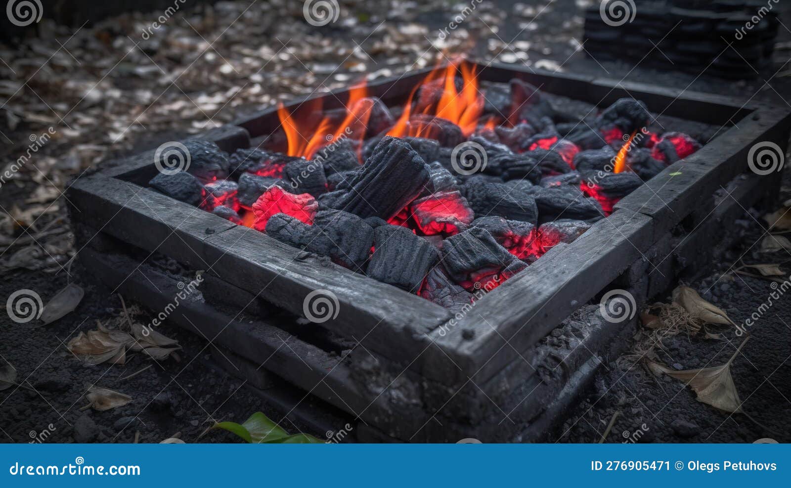 A Square Fire Pit with Flames Burning in it S Center Stock Illustration ...