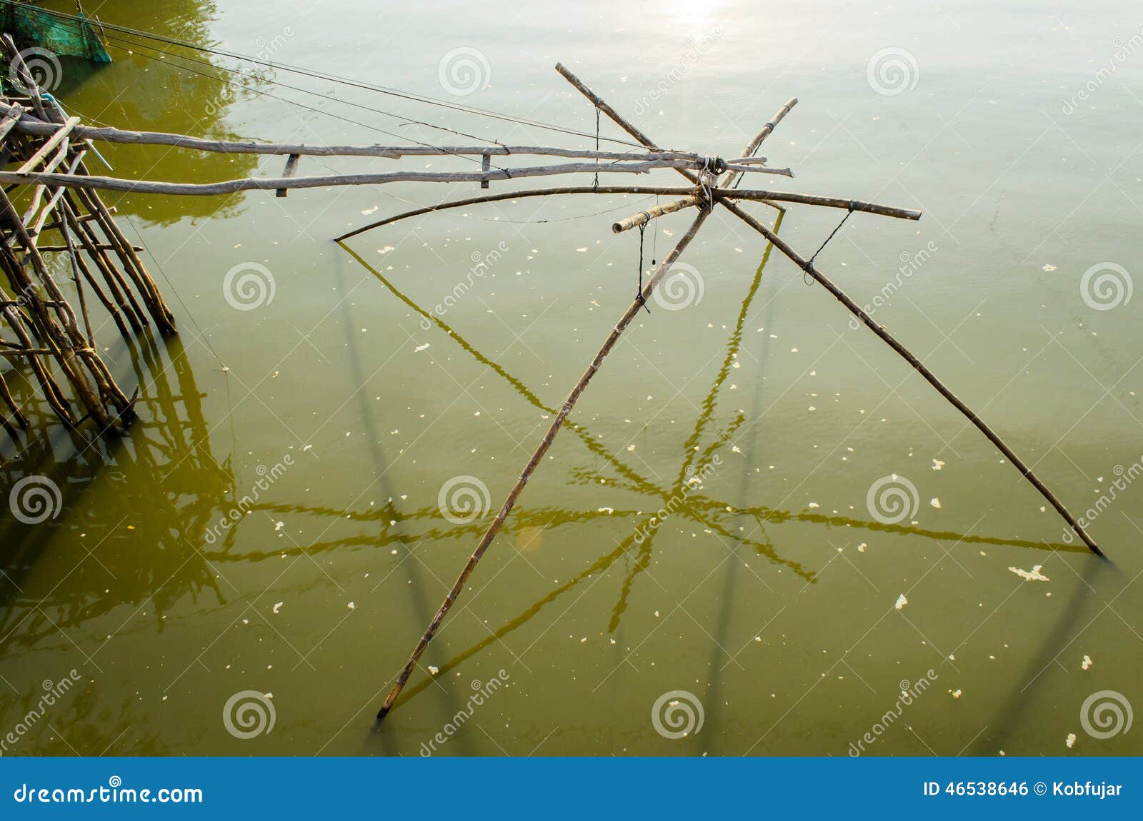 Square Fish Net in Local Canal Stock Photo - Image of reflection, kind ...