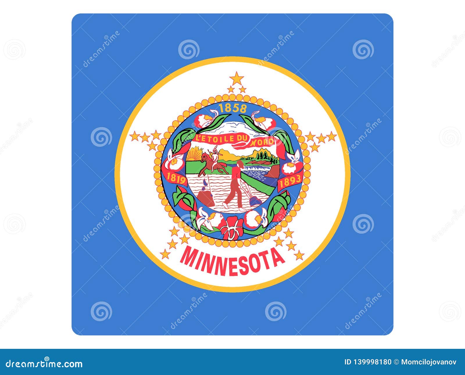 Square Flag of USA State of Minnesota Stock Vector - Illustration of ...