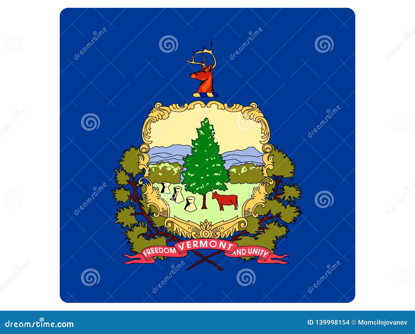 Square Flag of USA State of Vermont Stock Vector - Illustration of ...