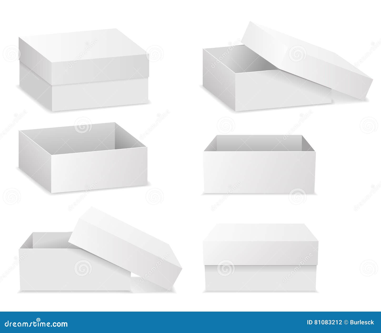 Square Flat Boxes Isolated On White Stock Vector - Illustration of ...