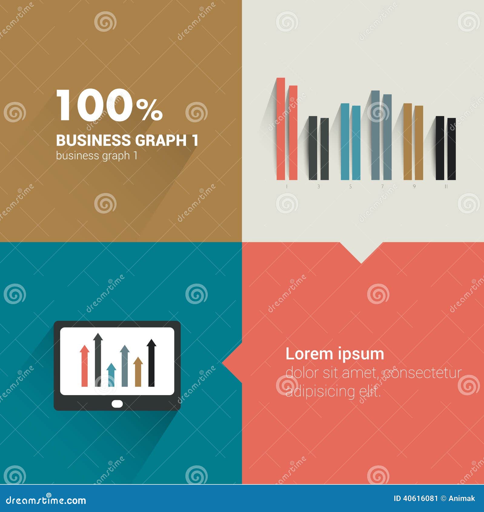 Square Flat Infographic Template. Stock Vector - Illustration of clean ...
