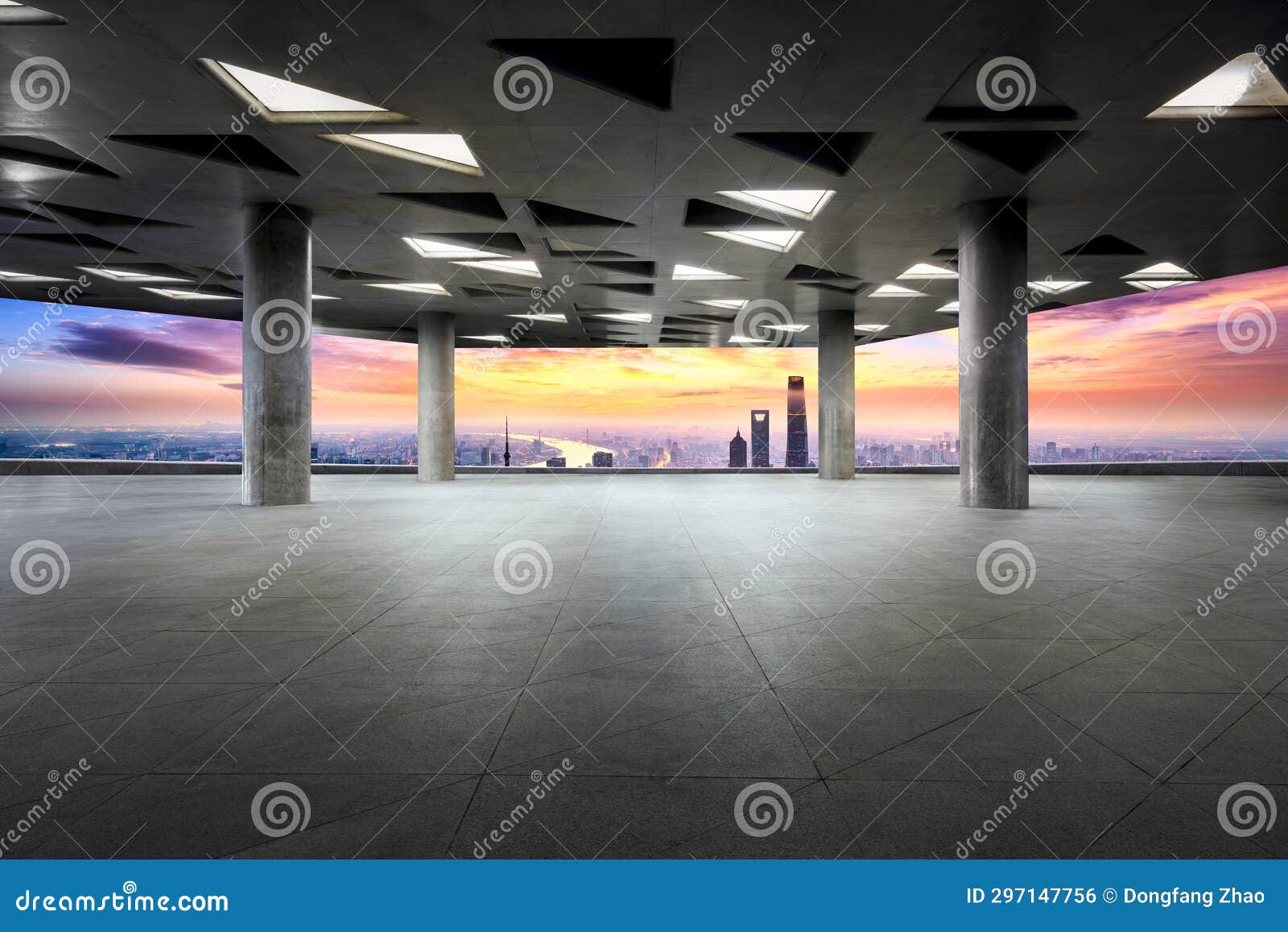 Square Floor and City Buildings Skyline Stock Photo - Image of ...