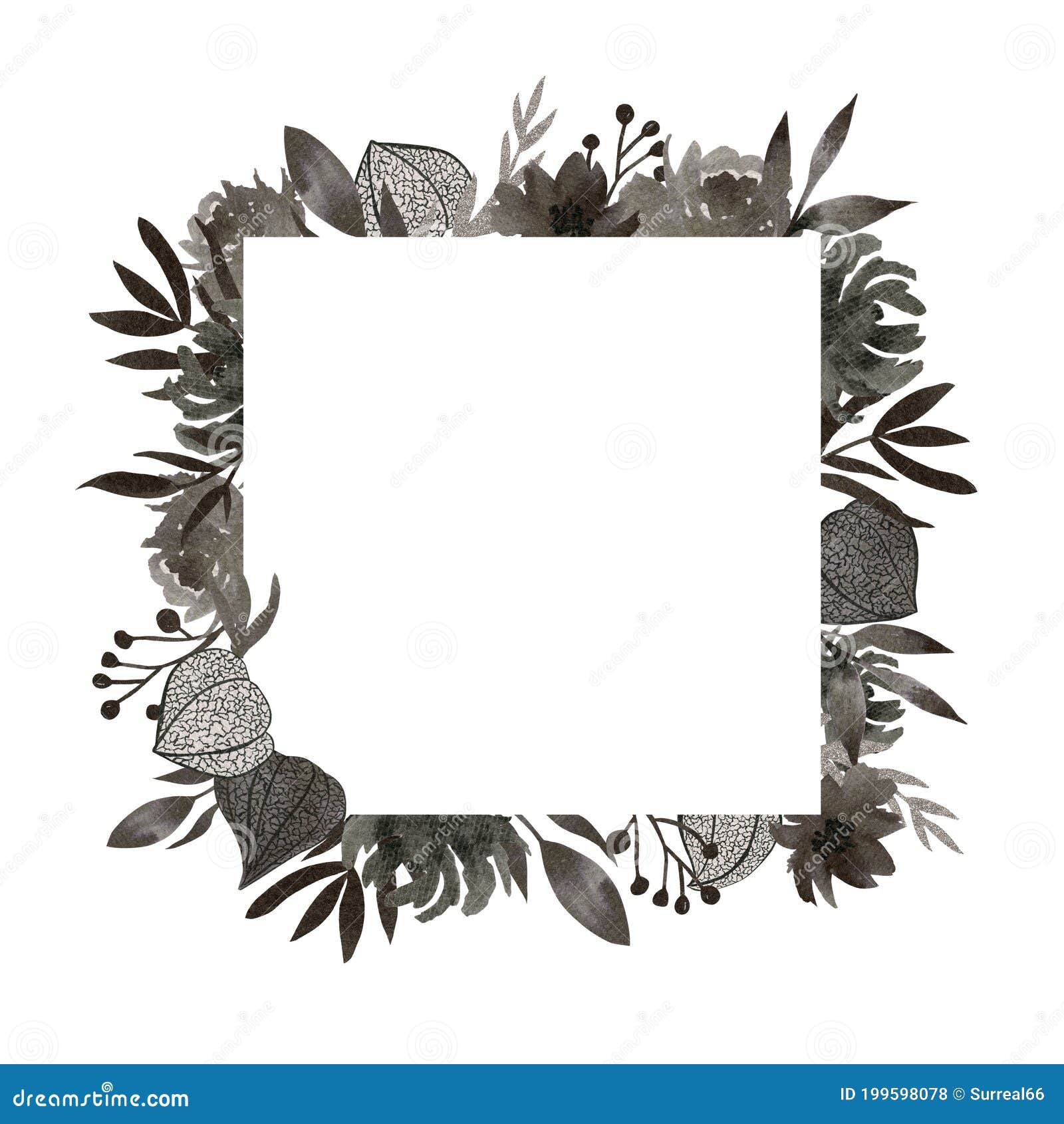 Square Floral Frame for Celebration Design Stock Illustration ...