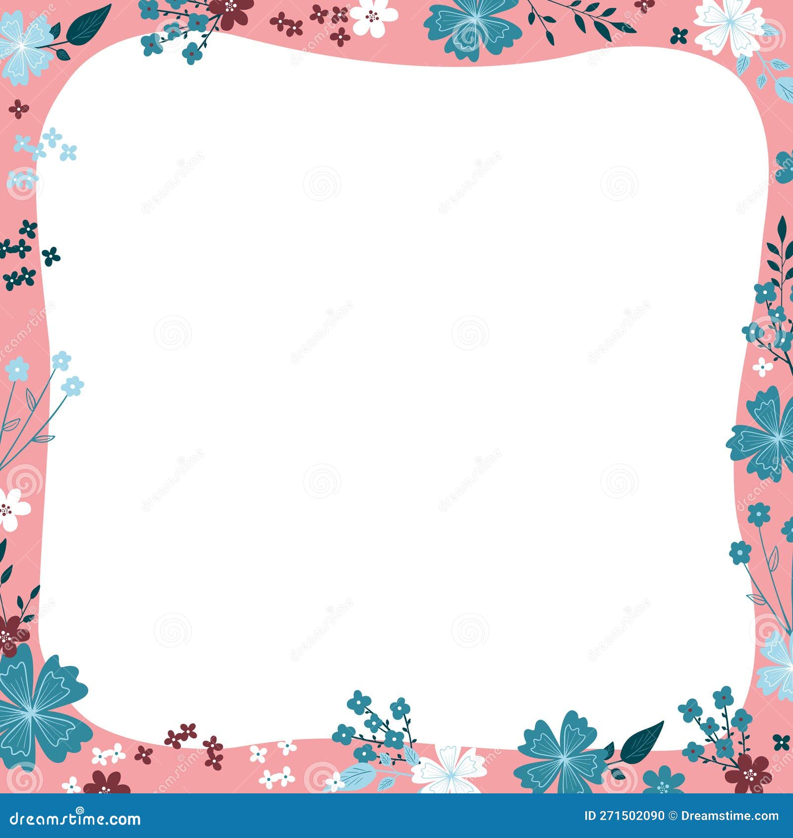 Square Flower Frame, Vector Template for Photo, Postcard, Invitation ...