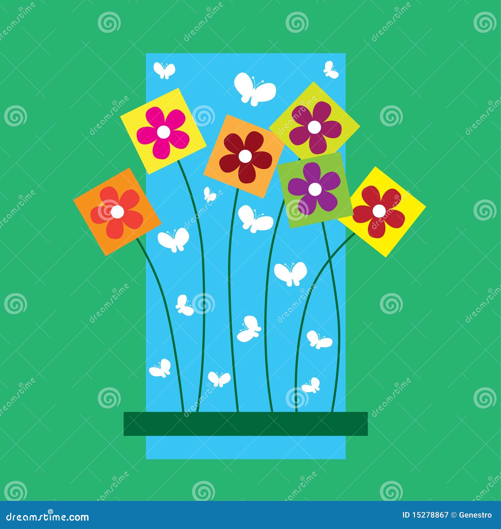Square flowers stock vector. Illustration of flowers - 15278867