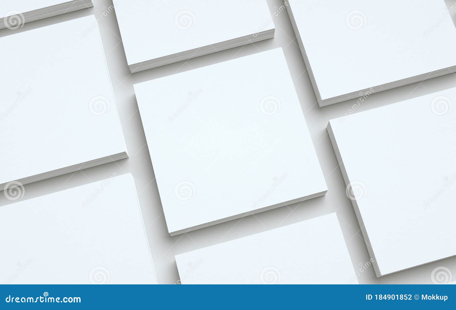 Square Flyer Mock-Up - Multiple Stacks of Flyers. 3D Illustration Stock ...
