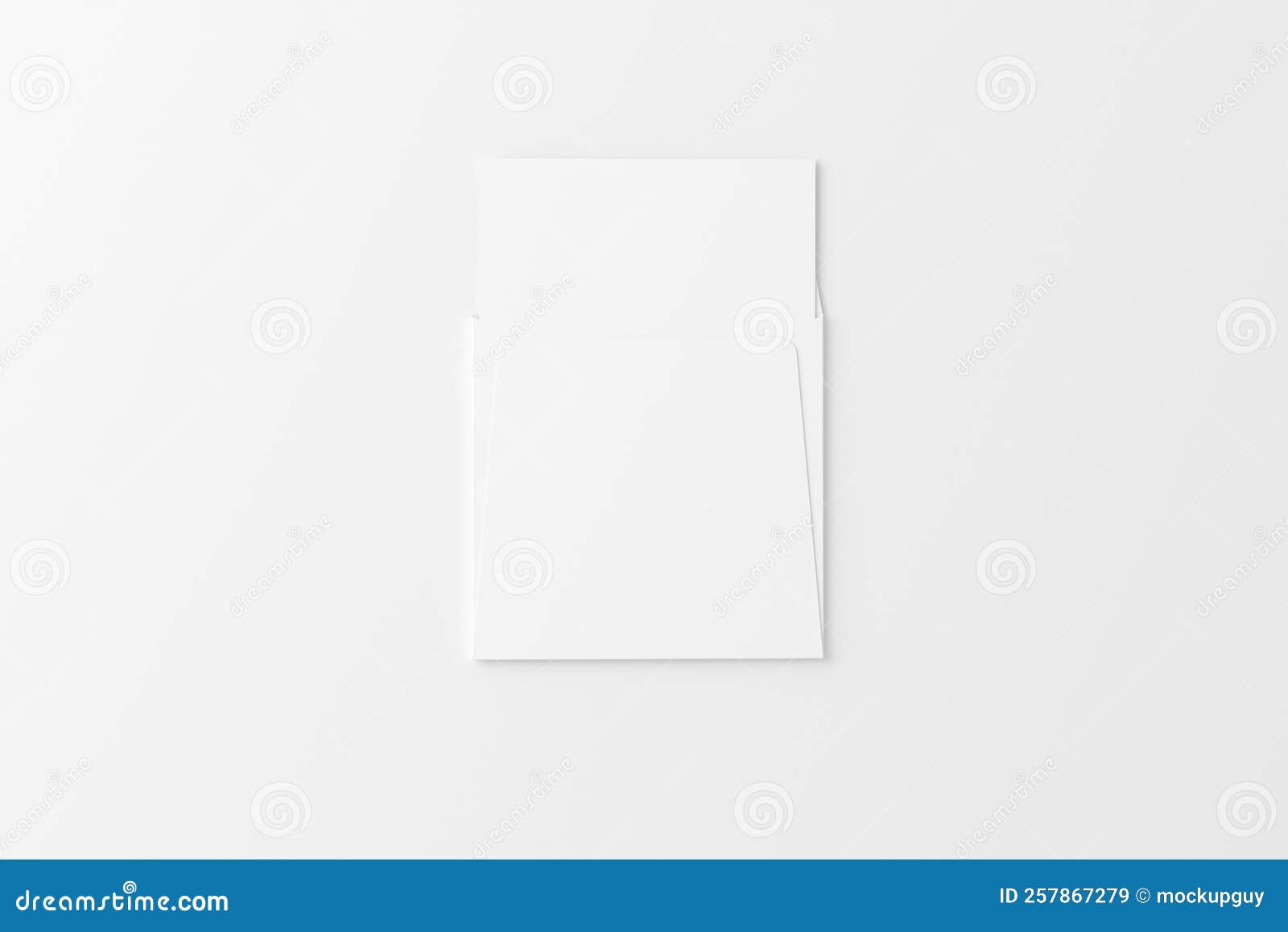 Square Folded Invitation Card with Envelope White Blank 3D Rendering ...