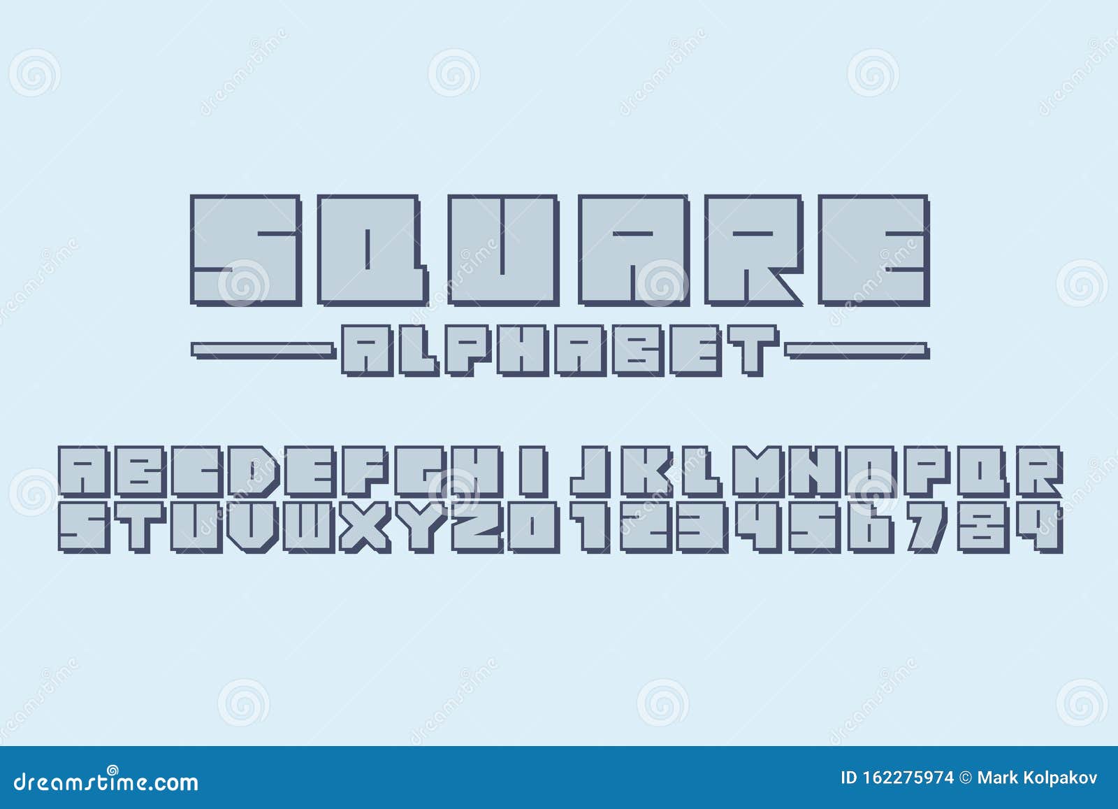 Square Font Alphabet a-Z Set in Flat Stock Illustration - Illustration ...