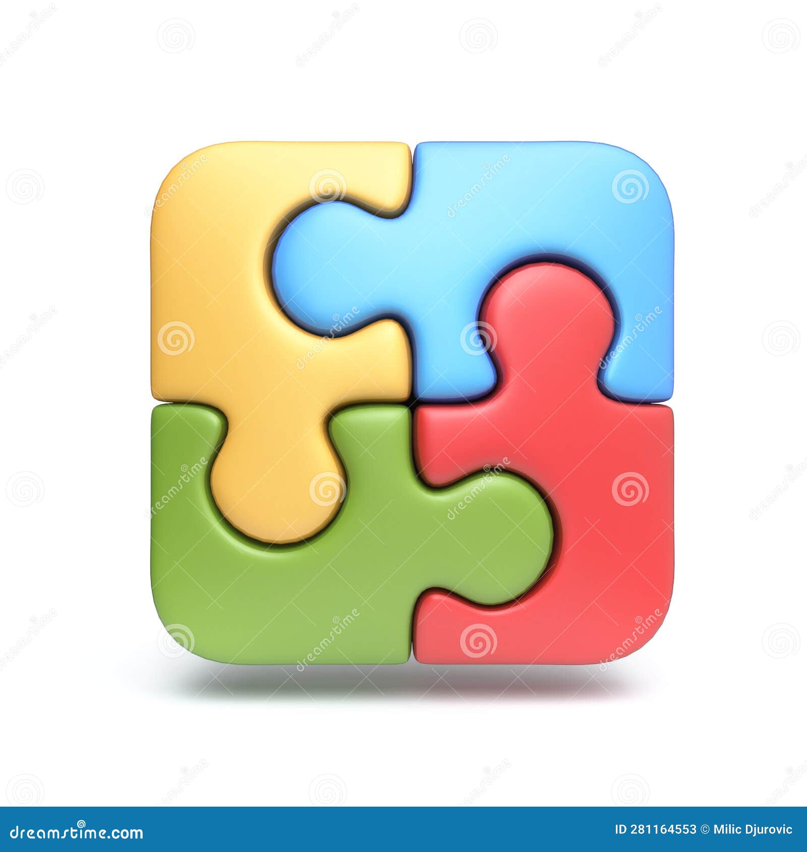 Square Four Pieces Puzzle 3D Stock Illustration - Illustration of ...