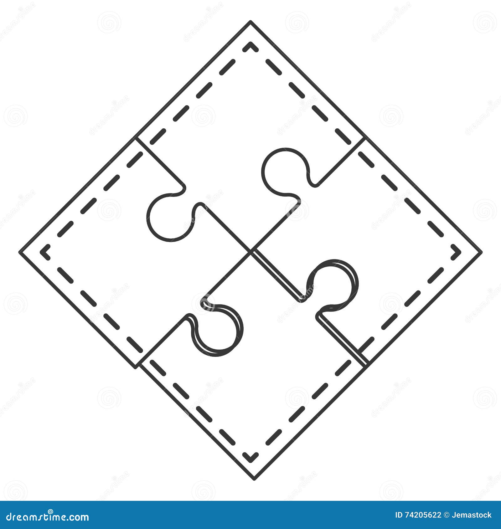 Square in Four Puzzle Pieces Icon Stock Illustration - Illustration of ...