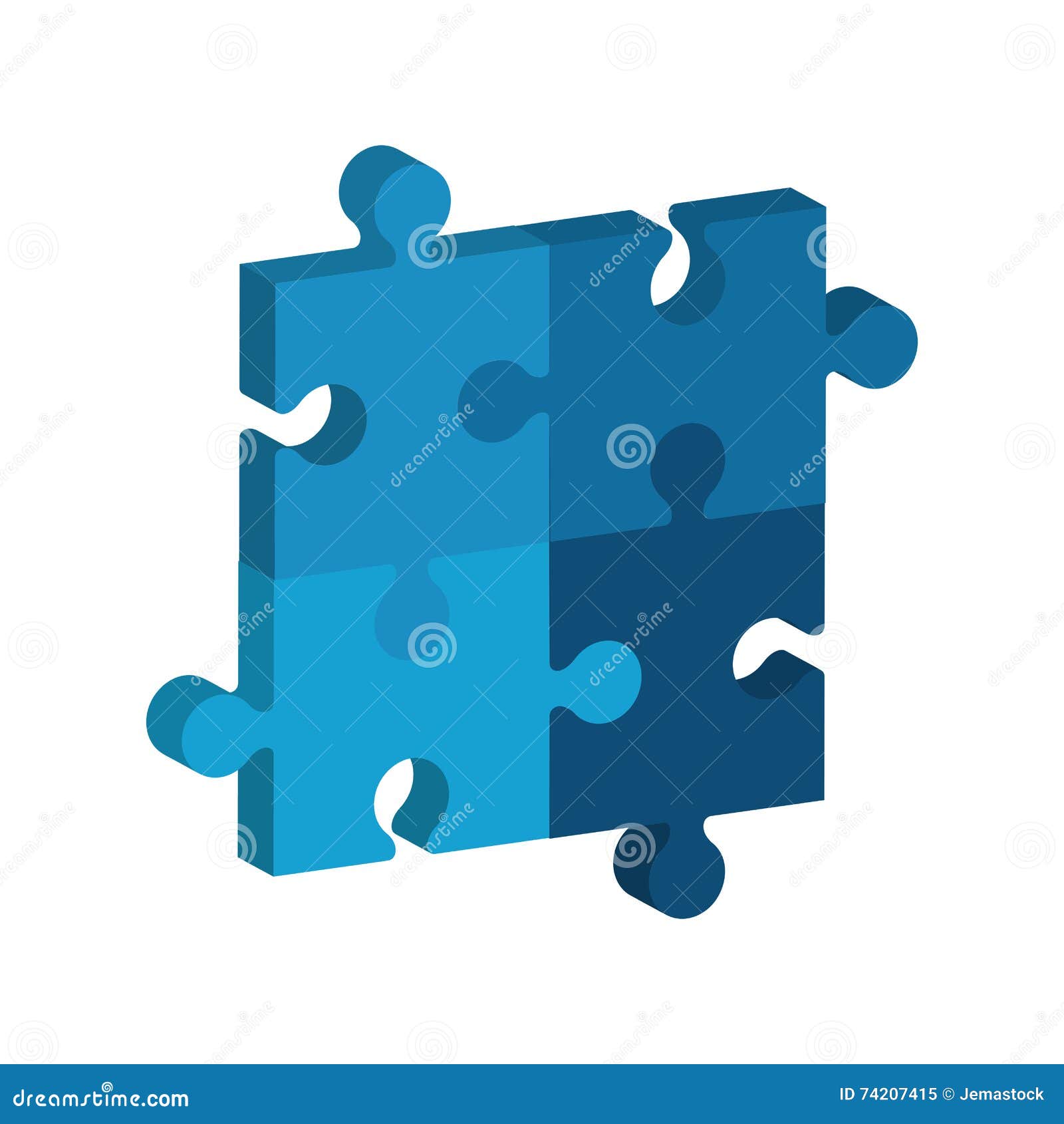 Square in Four Puzzle Pieces Icon Stock Illustration - Illustration of ...