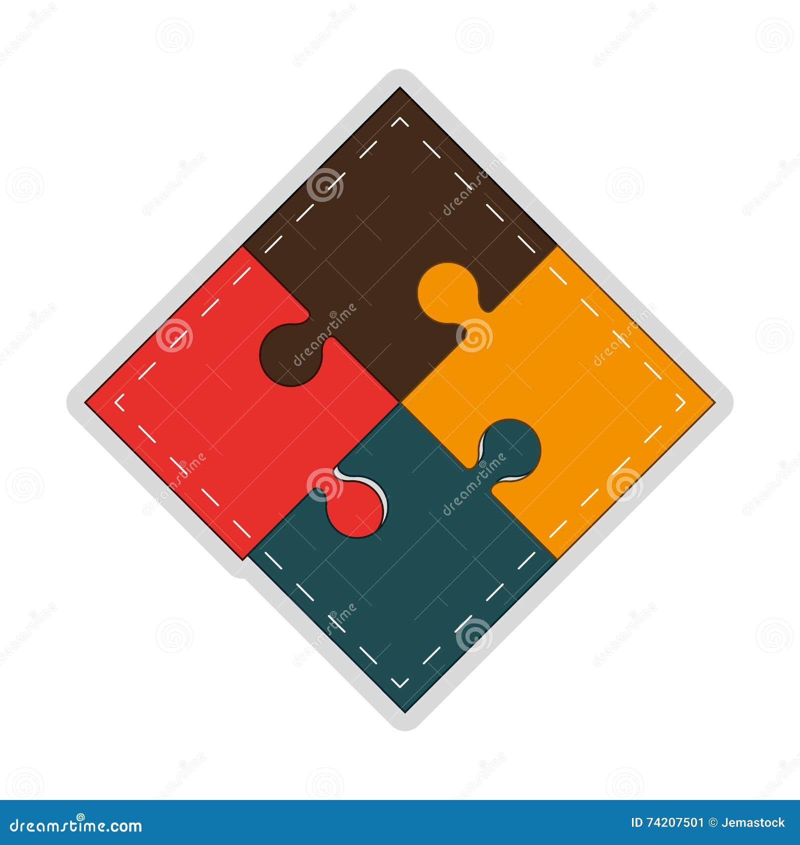 Square in Four Puzzle Pieces Icon Stock Illustration - Illustration of ...