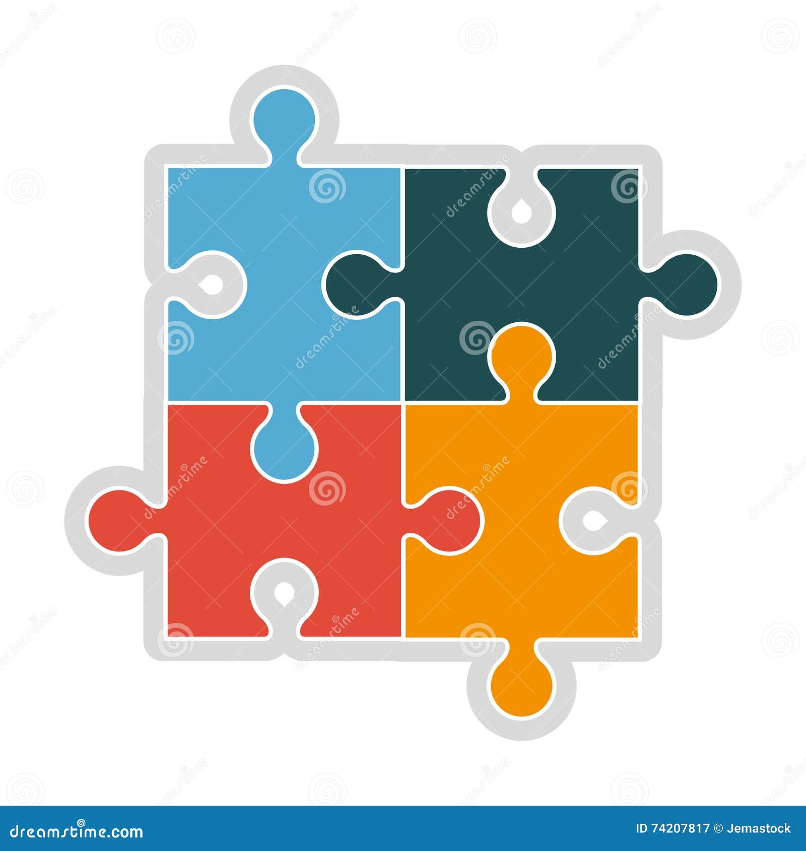 Square in Four Puzzle Pieces Icon Stock Illustration - Illustration of ...