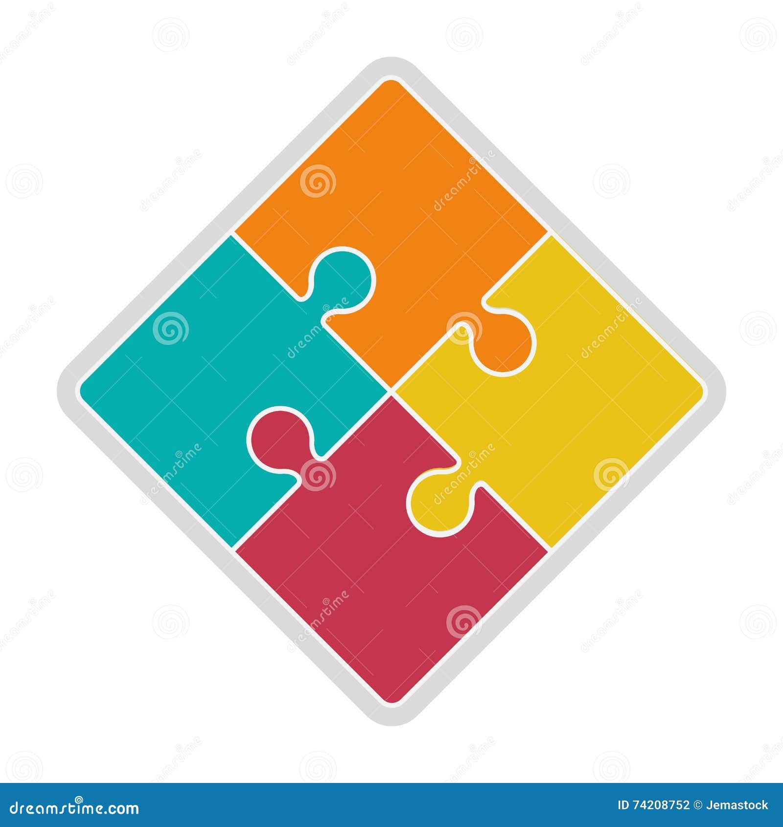 Square in Four Puzzle Pieces Icon Stock Illustration - Illustration of ...