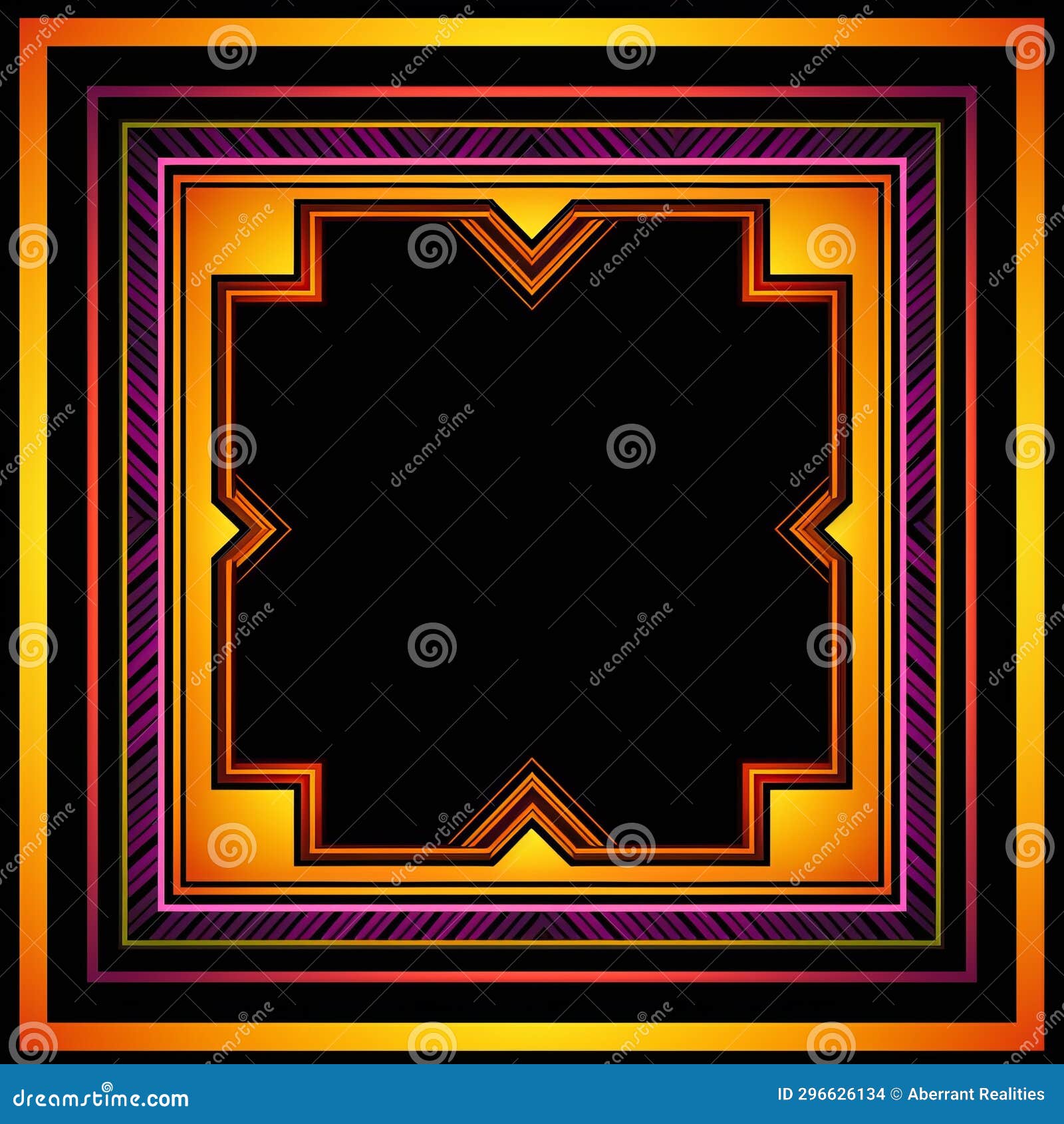 A Square Frame with an Abstract Design on a Black Background Stock ...