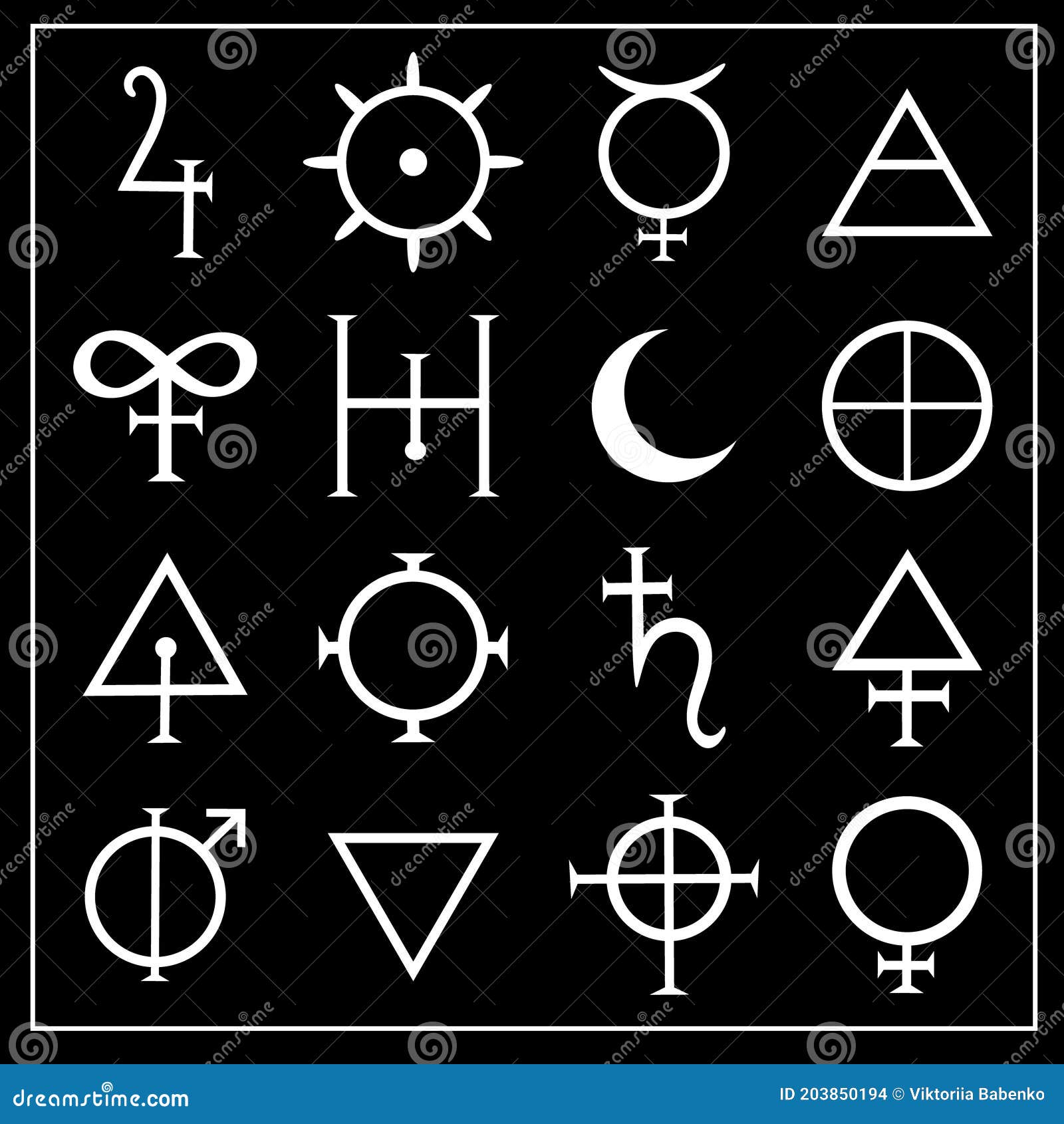 Set of Alchemical Magic Signs Stock Vector - Illustration of cult ...