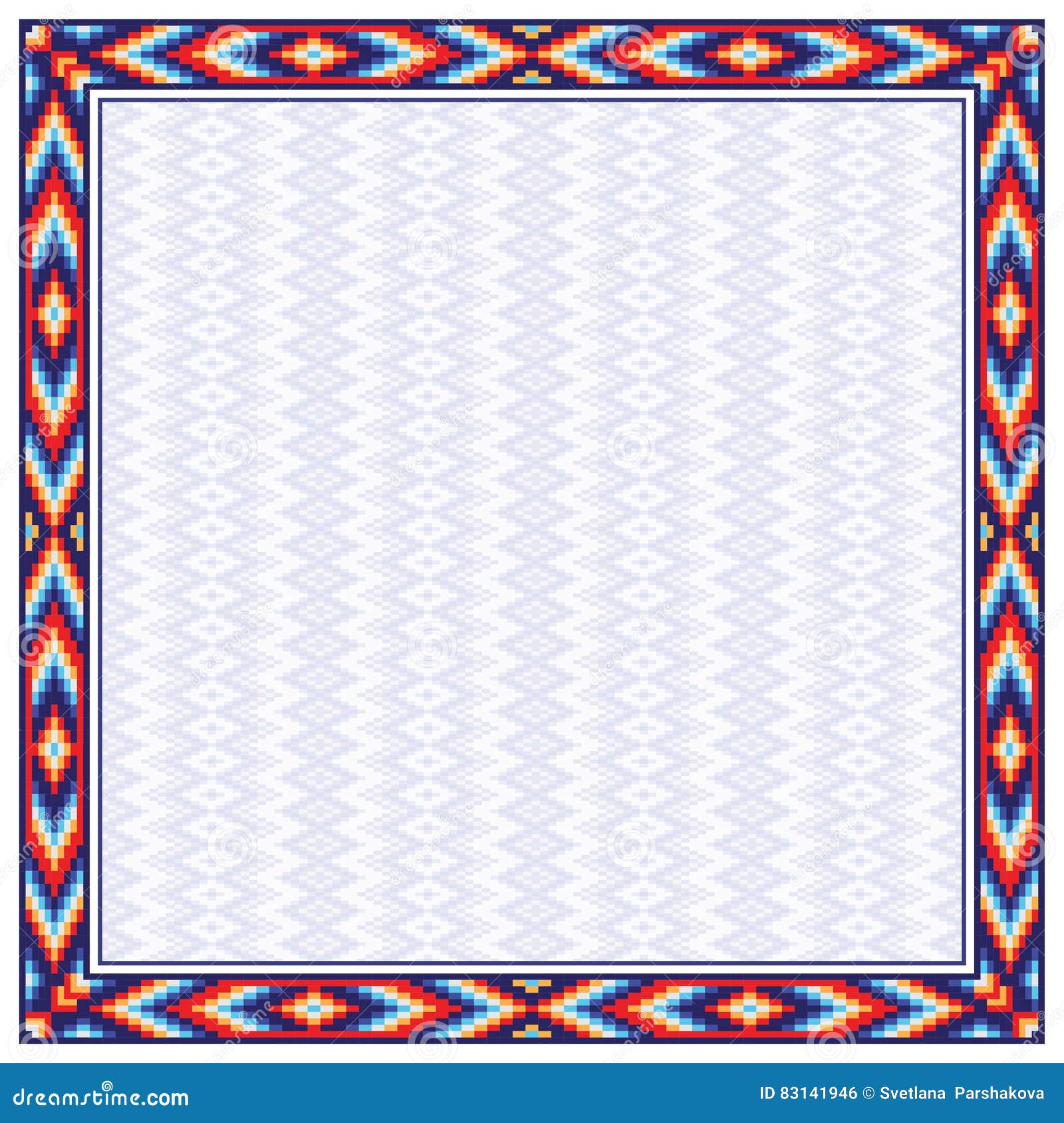 Square Frame and Background Pattern in American Indians Style. Stock ...