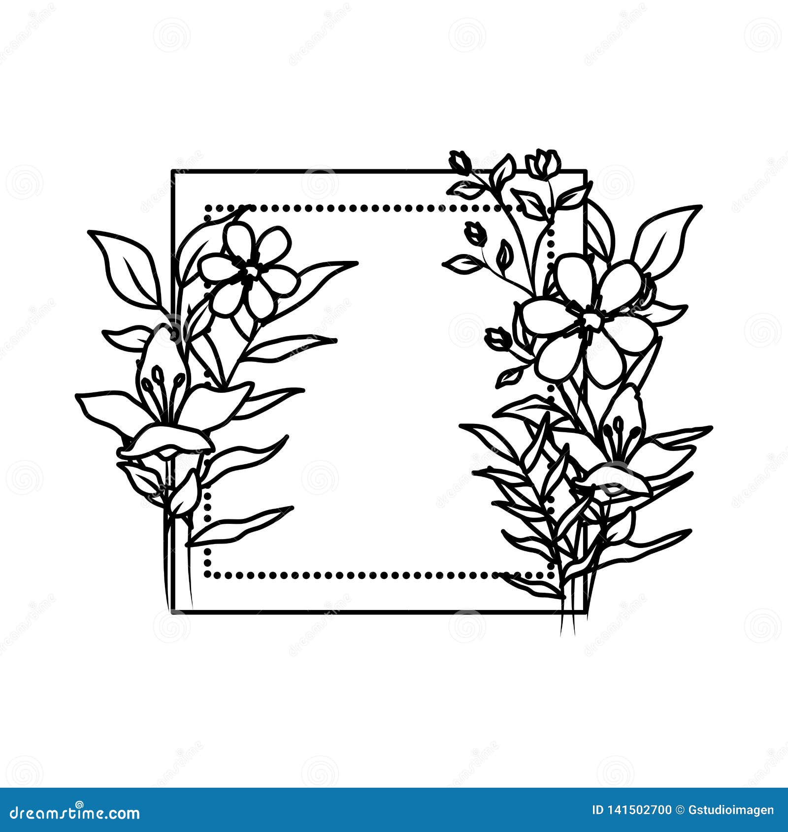 Square Frame with Beautiful Flowers Stock Vector - Illustration of ...