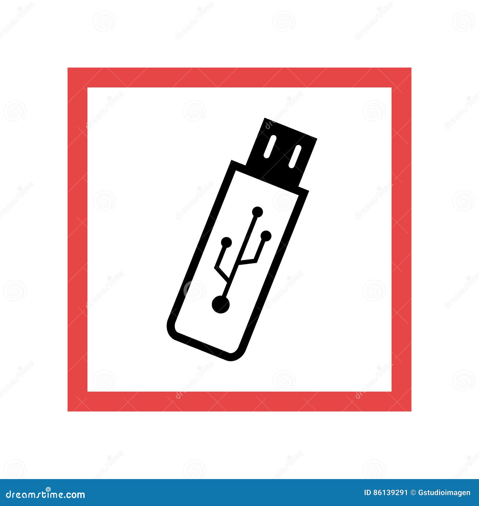 Square Frame with Black Contour Usb Memory Stock Vector - Illustration ...
