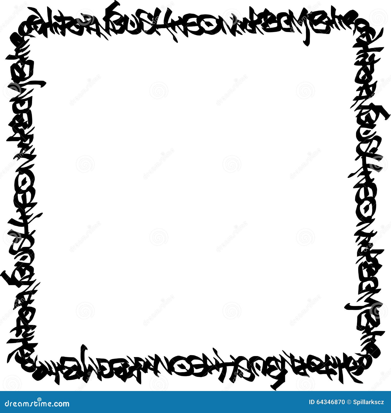 Square Frame Black Graffiti Tag Pattern on White Stock Vector ...