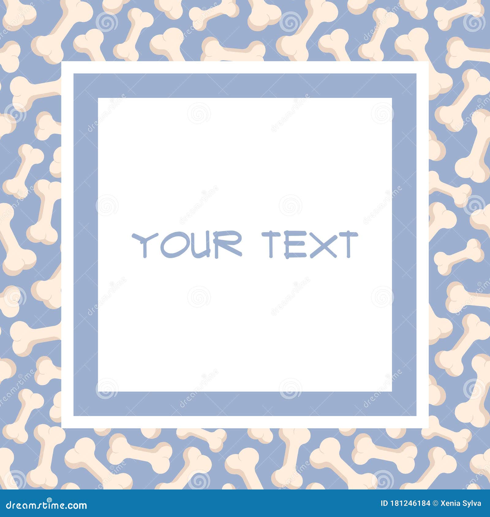 Square Frame with Bones on Blue Background. Stock Vector - Illustration ...