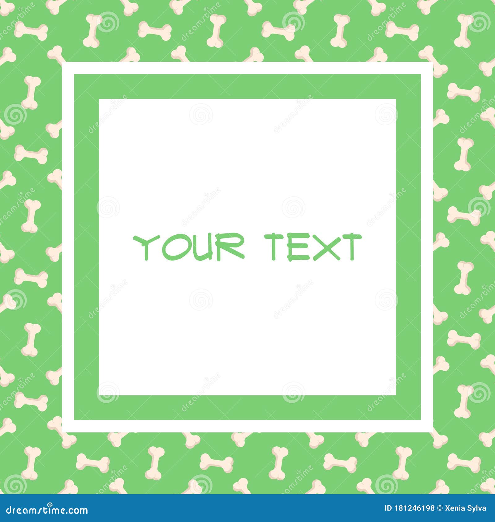 Square Frame with Bones on Green Background. Stock Vector ...