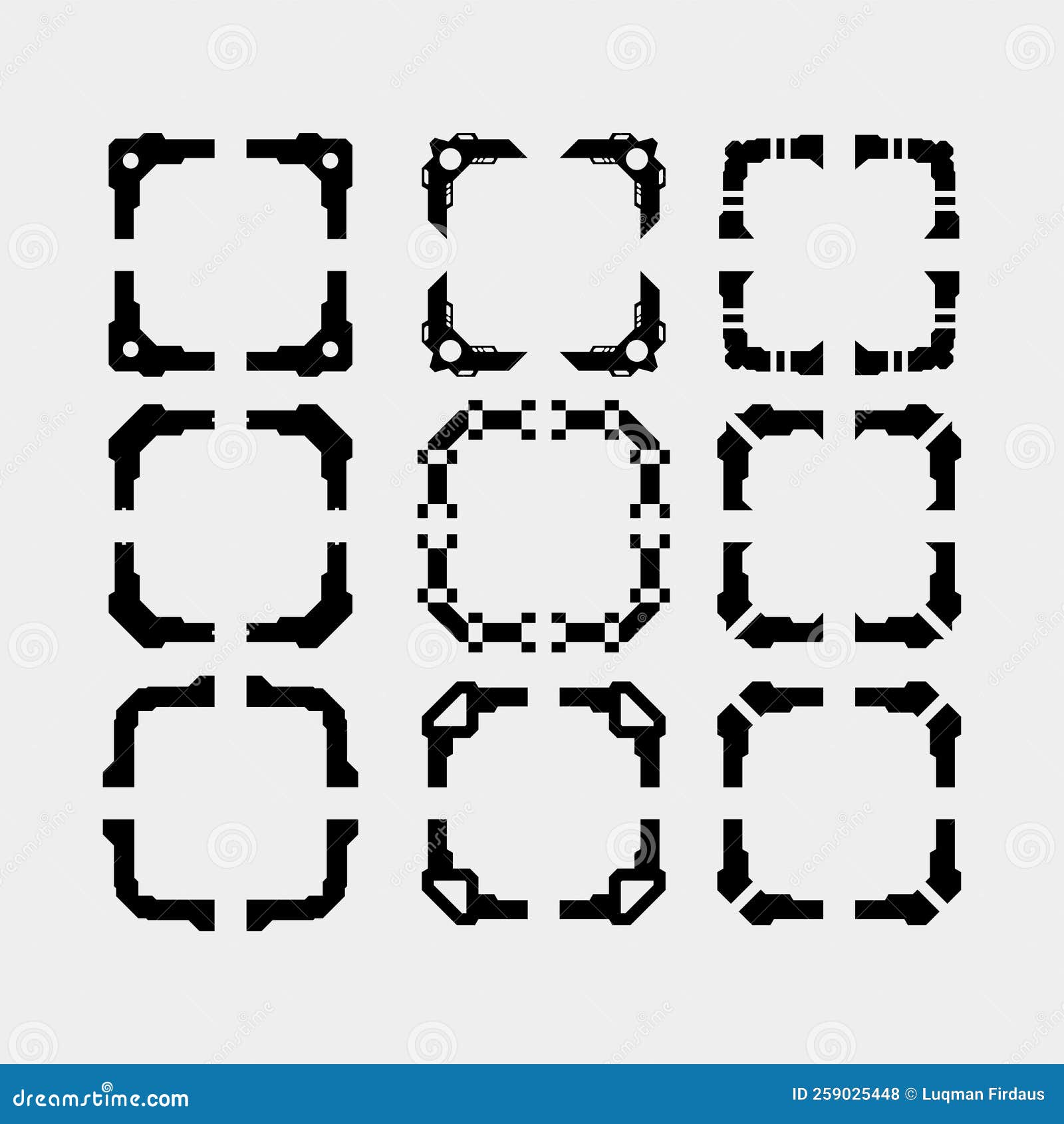 Square Frame Border Futuristic Abstract Technology Interface Editable ...