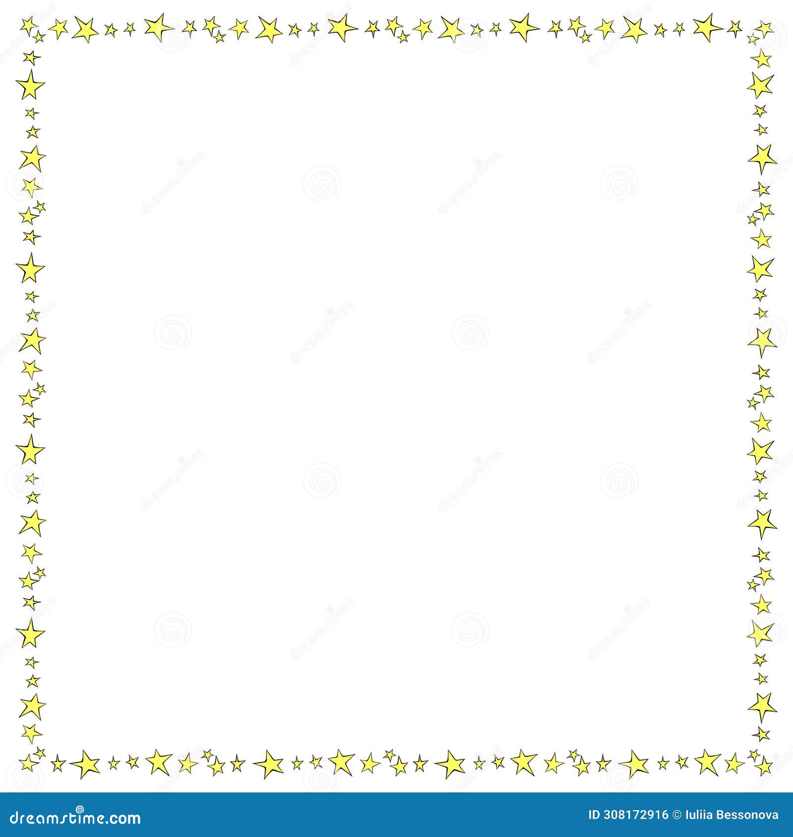 Square Frame, Border from Small Stars Isolated on White Background in ...