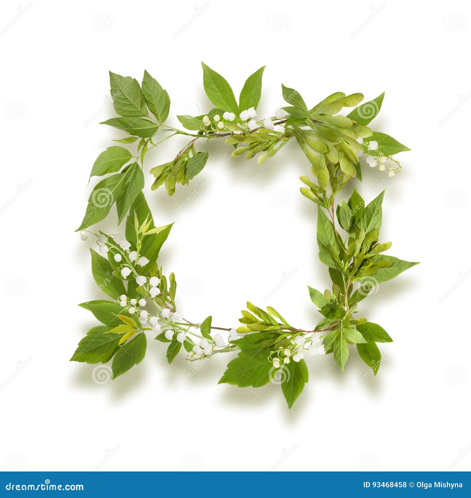 Square Frame from Branches, Flowers and Grass Stock Photo - Image of ...