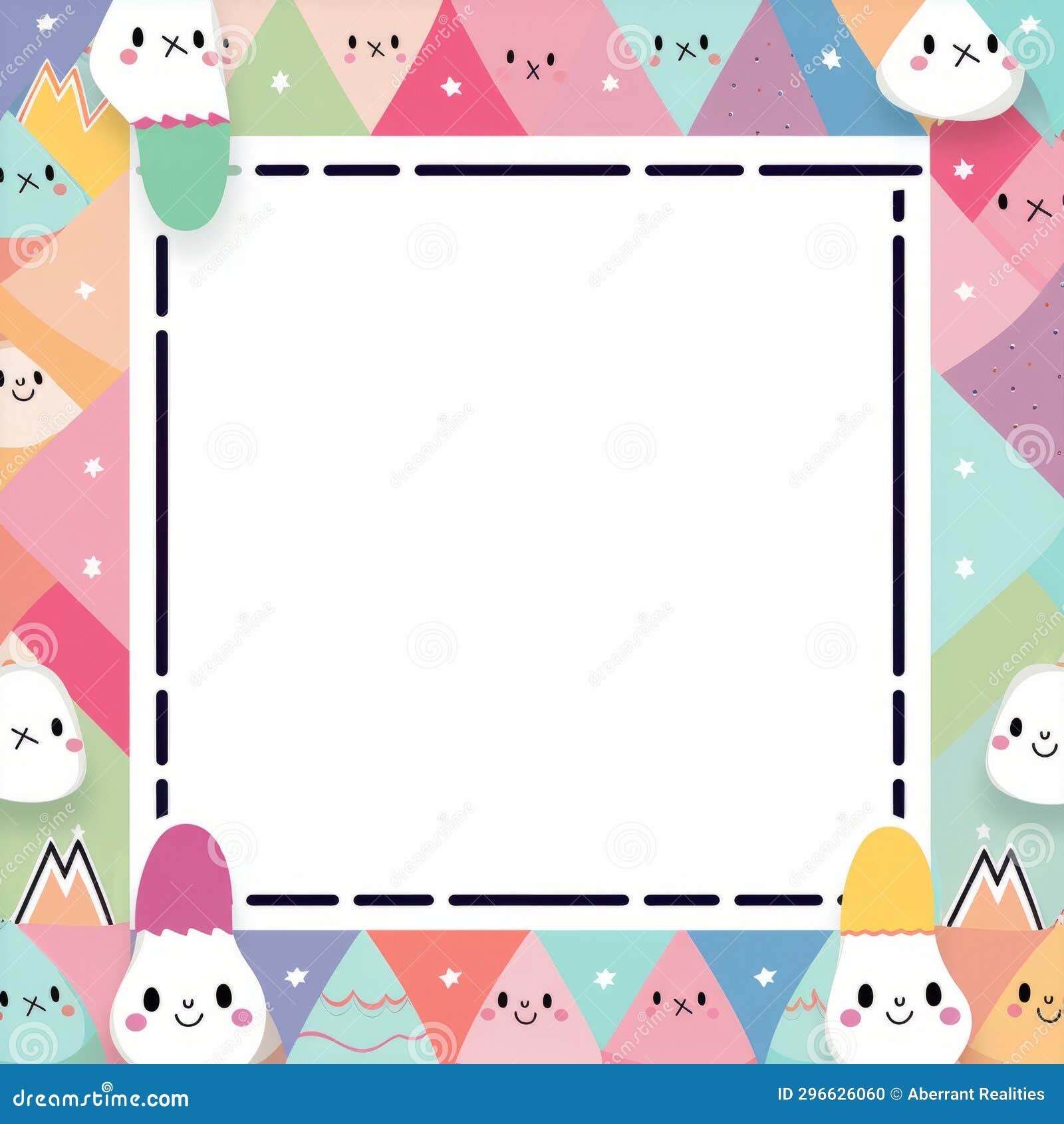 A Square Frame with a Bunch of Cute Cartoon Characters on a Colorful ...